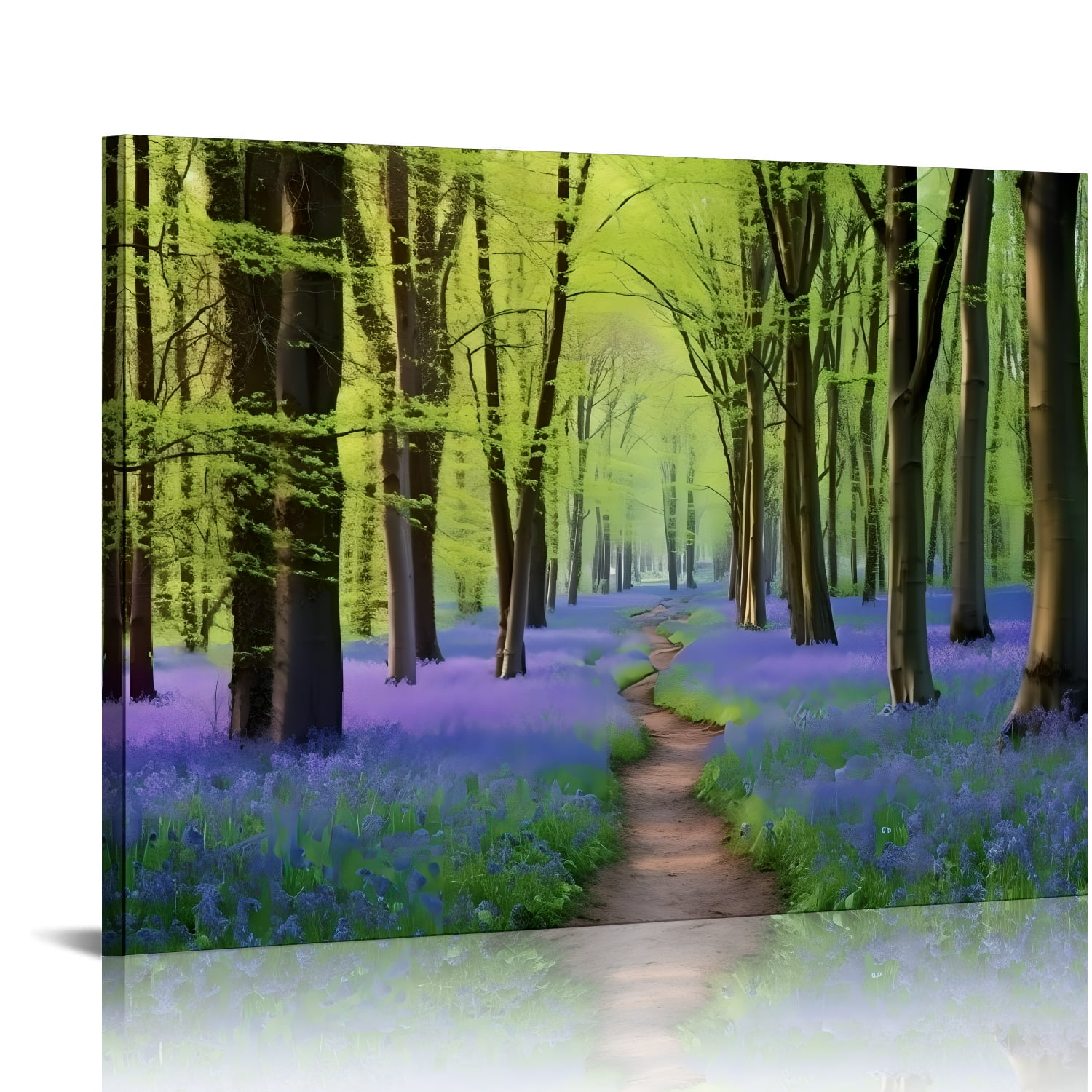 SUMAAFU Bluebell Forest Canvas Wall Art Print Ready To Hang Home Decor ...