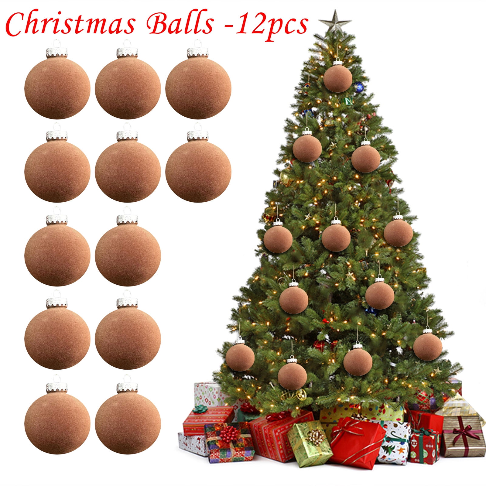 SUMDUINO 12 Pcs Velvet Christmas Balls Bulk Flocked Christmas Tree Ball ...
