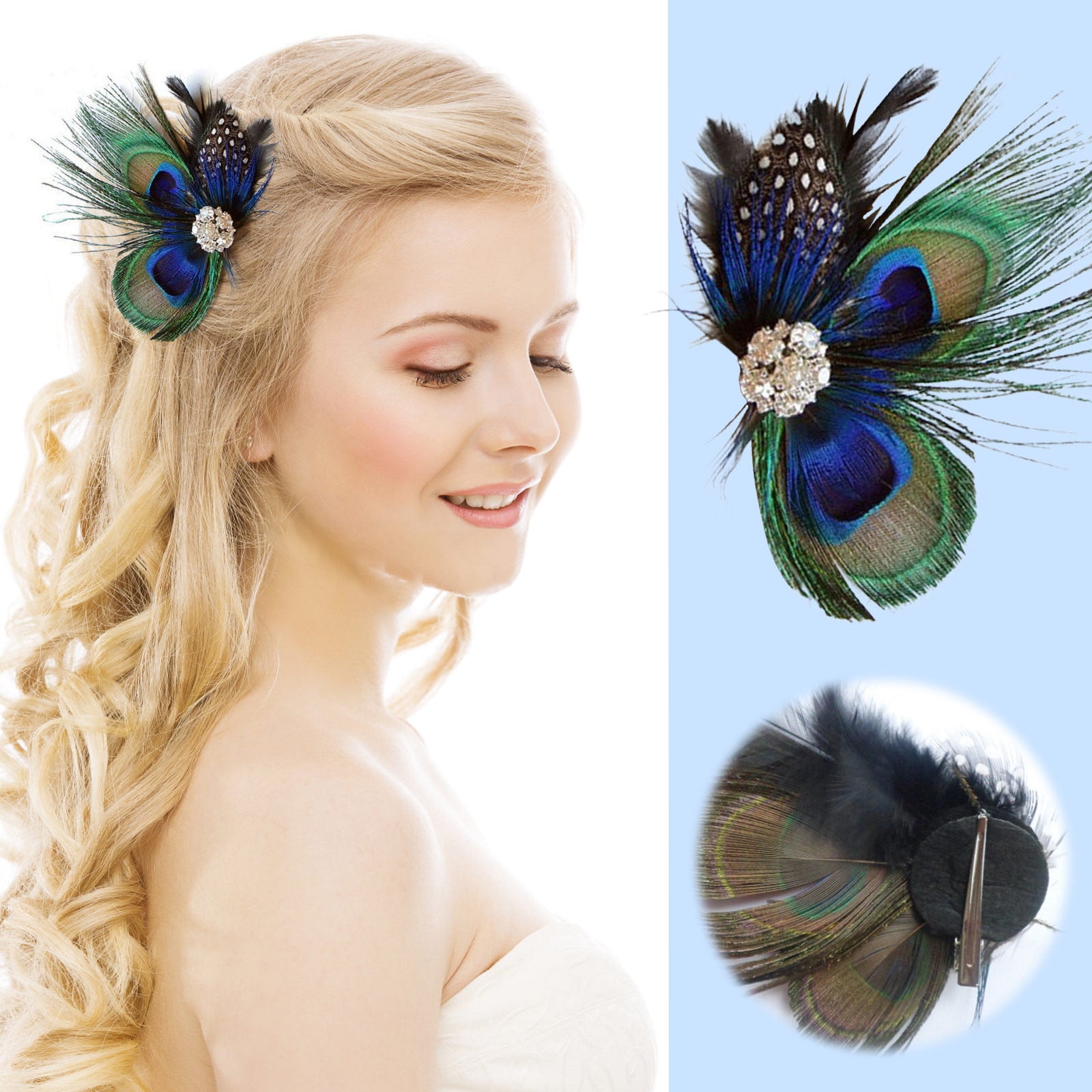 SUMDUINO Peacock Hairpin,Style New Peacock Feather Headdress Dance ...