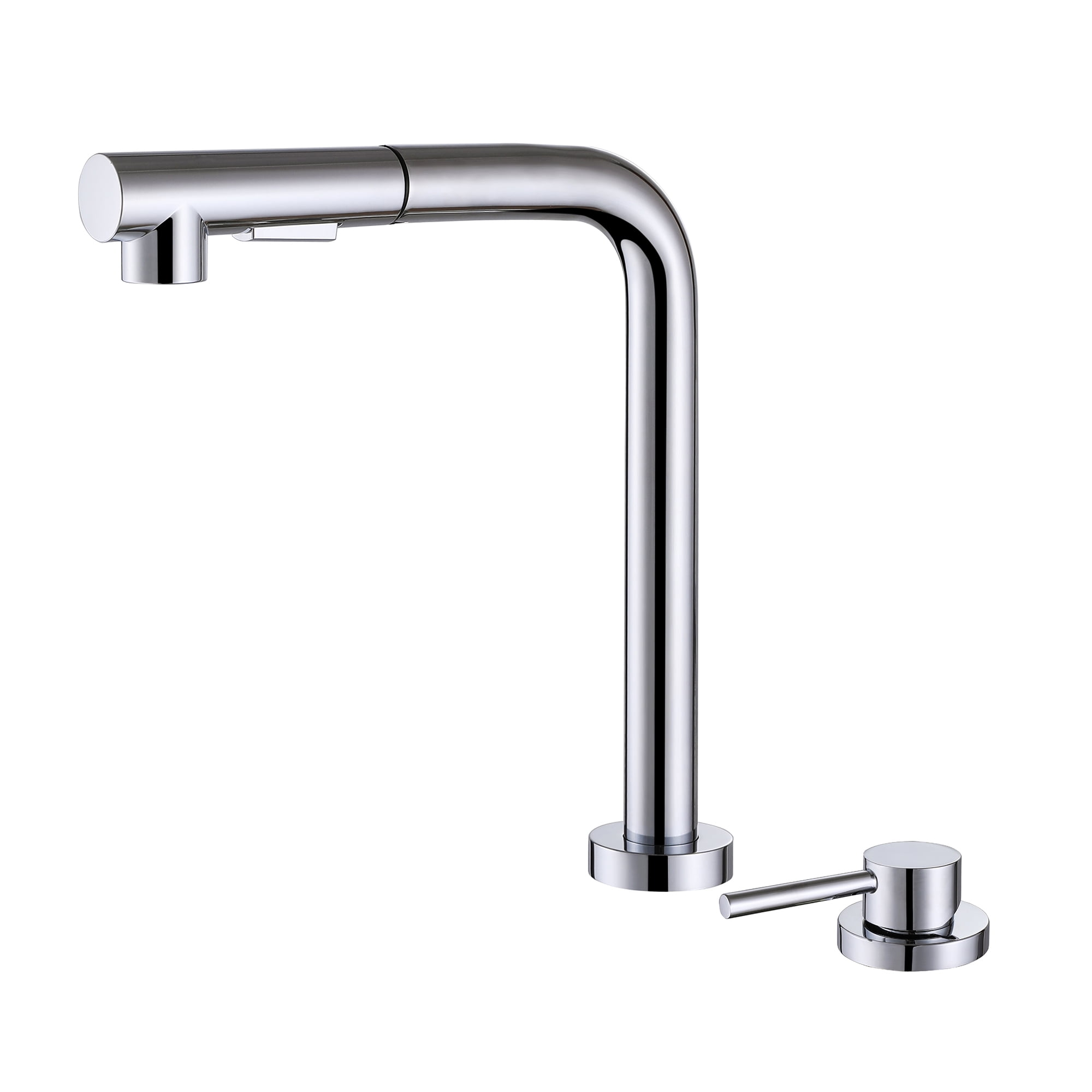 SUMERAIN 2 Hole Kitchen Faucet with Pull Out Sprayer Chrome, Front ...