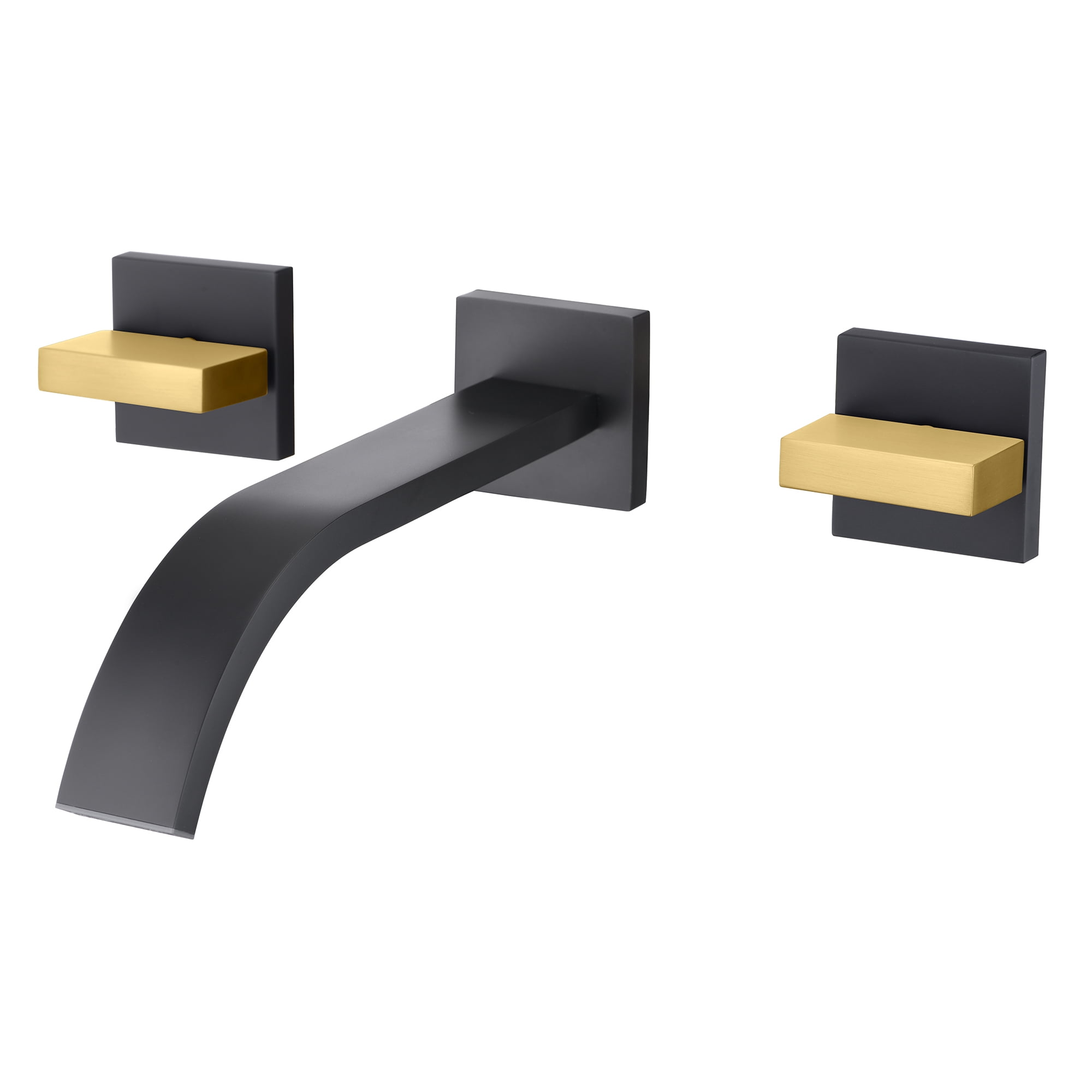 SUMERAIN Wall Mounted Faucet for Bathroom Sink Black and Gold Finish ...