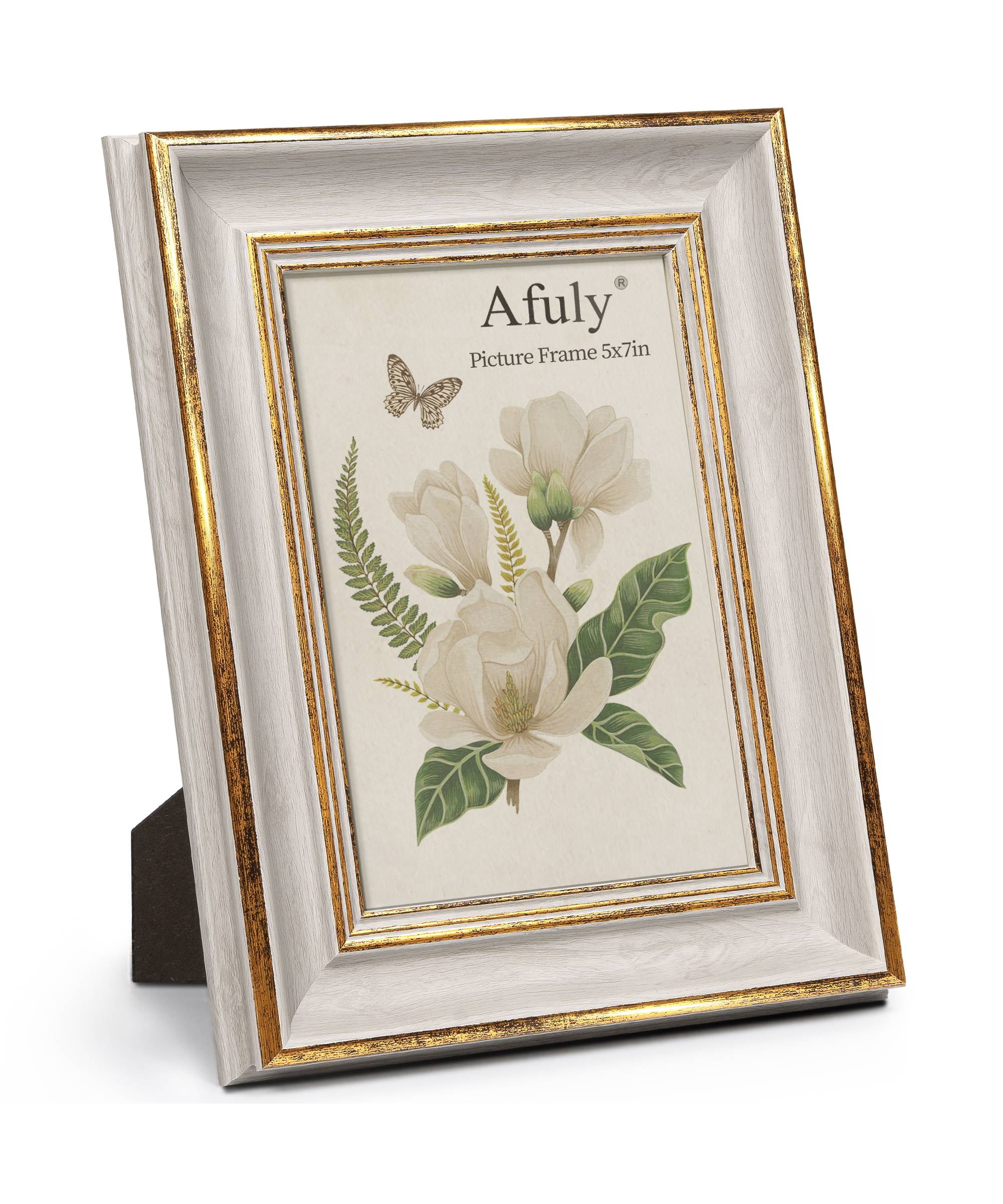 SUMGAR Antique Elegant Golden 5x7 Picture Frame, White Gold Vintage ...