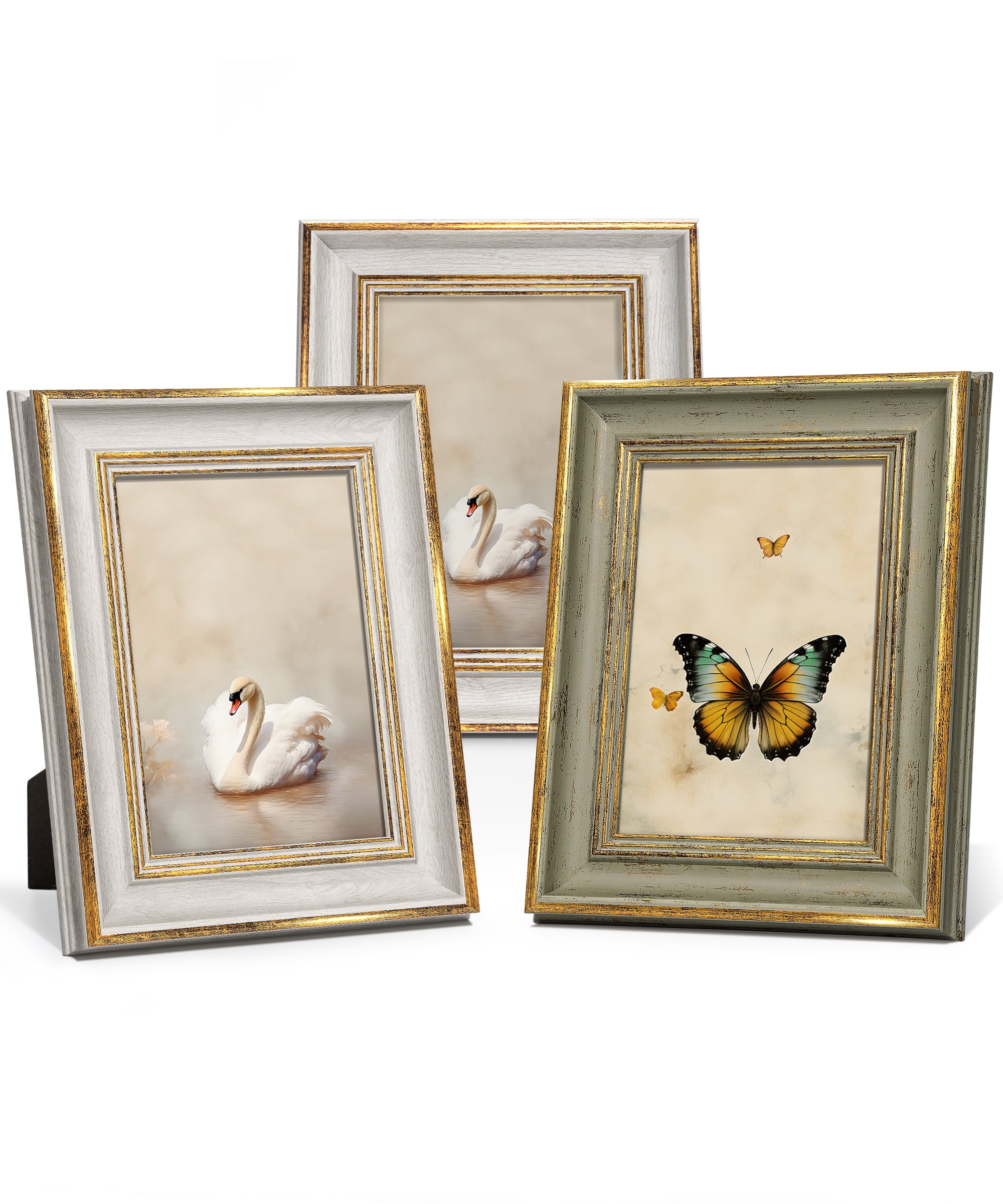 SUMGAR 5x7 Picture Frame White Green Vintage Photo Frames Gallery Wall ...