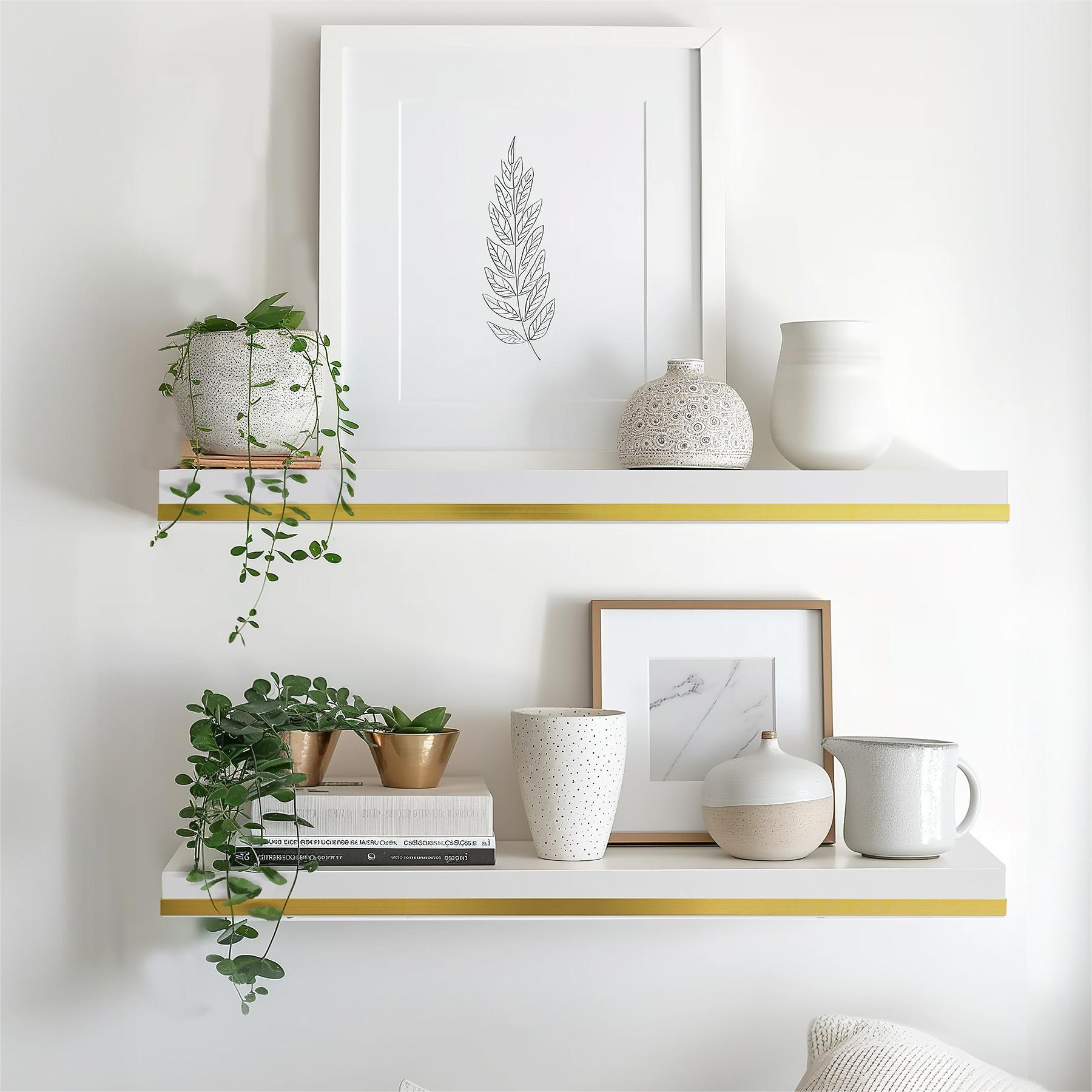 Set of 3 Modern Style Floating Shelves Wall Mounted for Decor, White ...