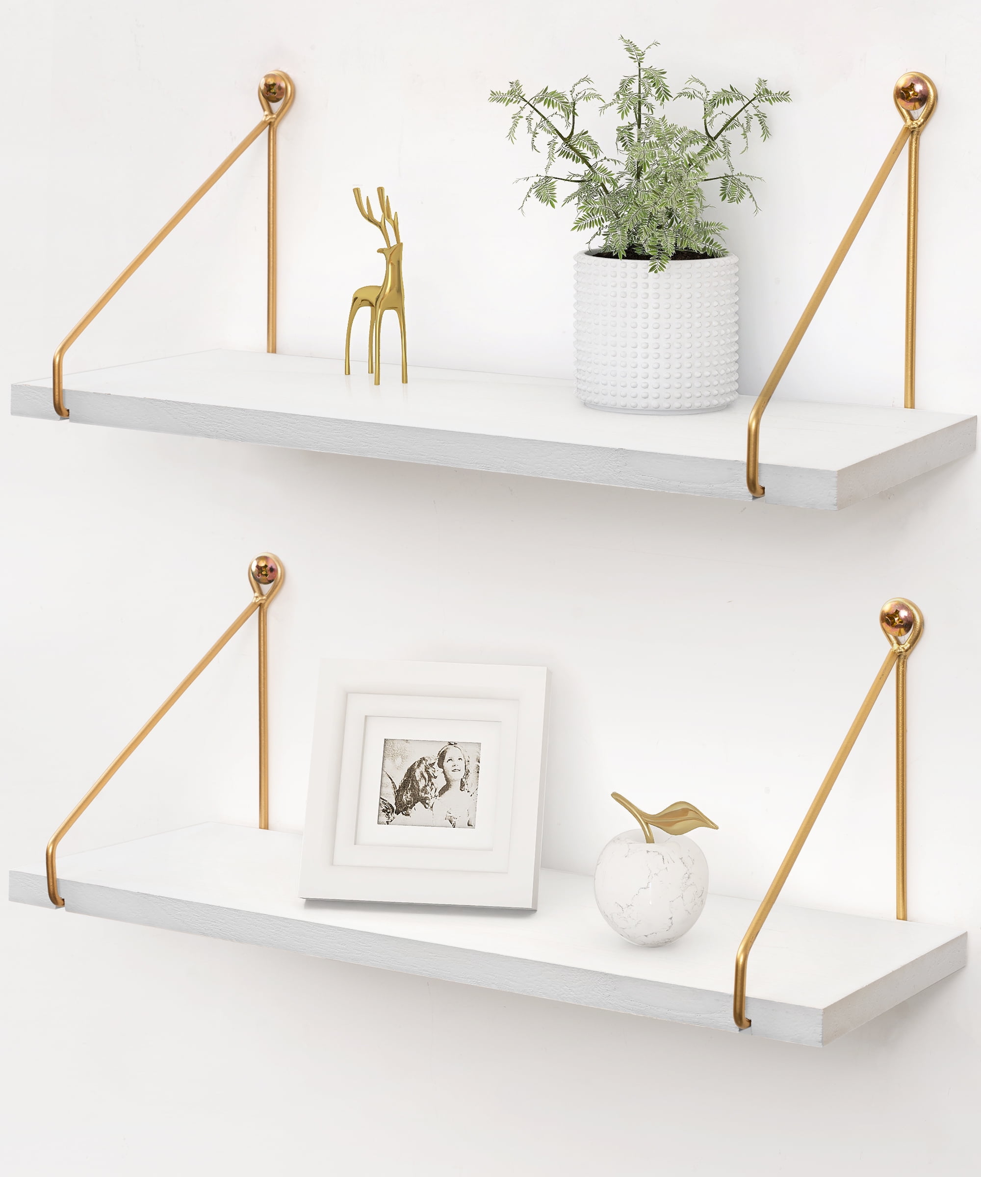 SUMGAR Floating Shelves for Wall, White Gold Modern Wall Mounted Shelf ...
