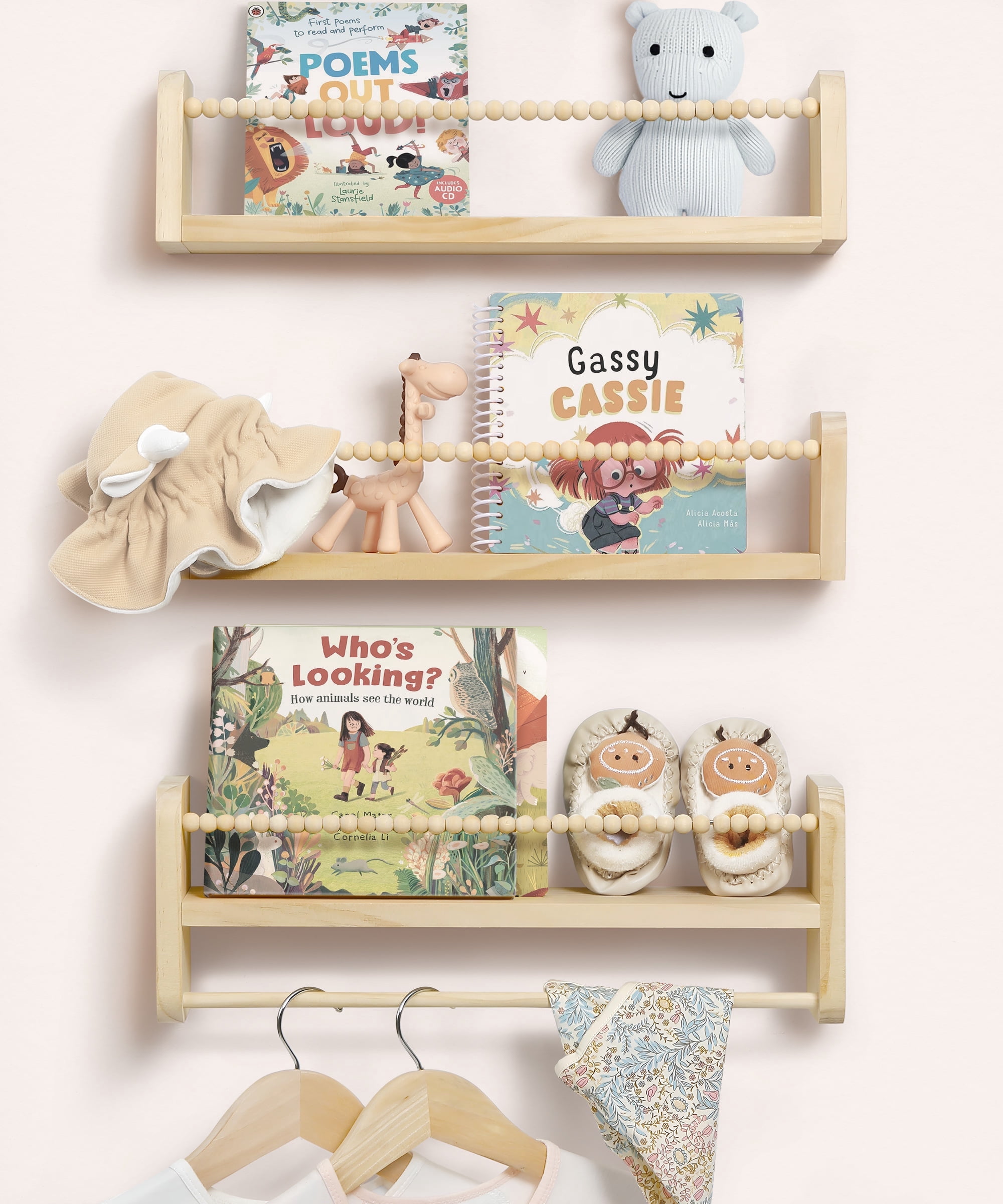 SUMGAR Kids Wall Floating Shelves Set of 3 Wall Mounted Organizer for ...