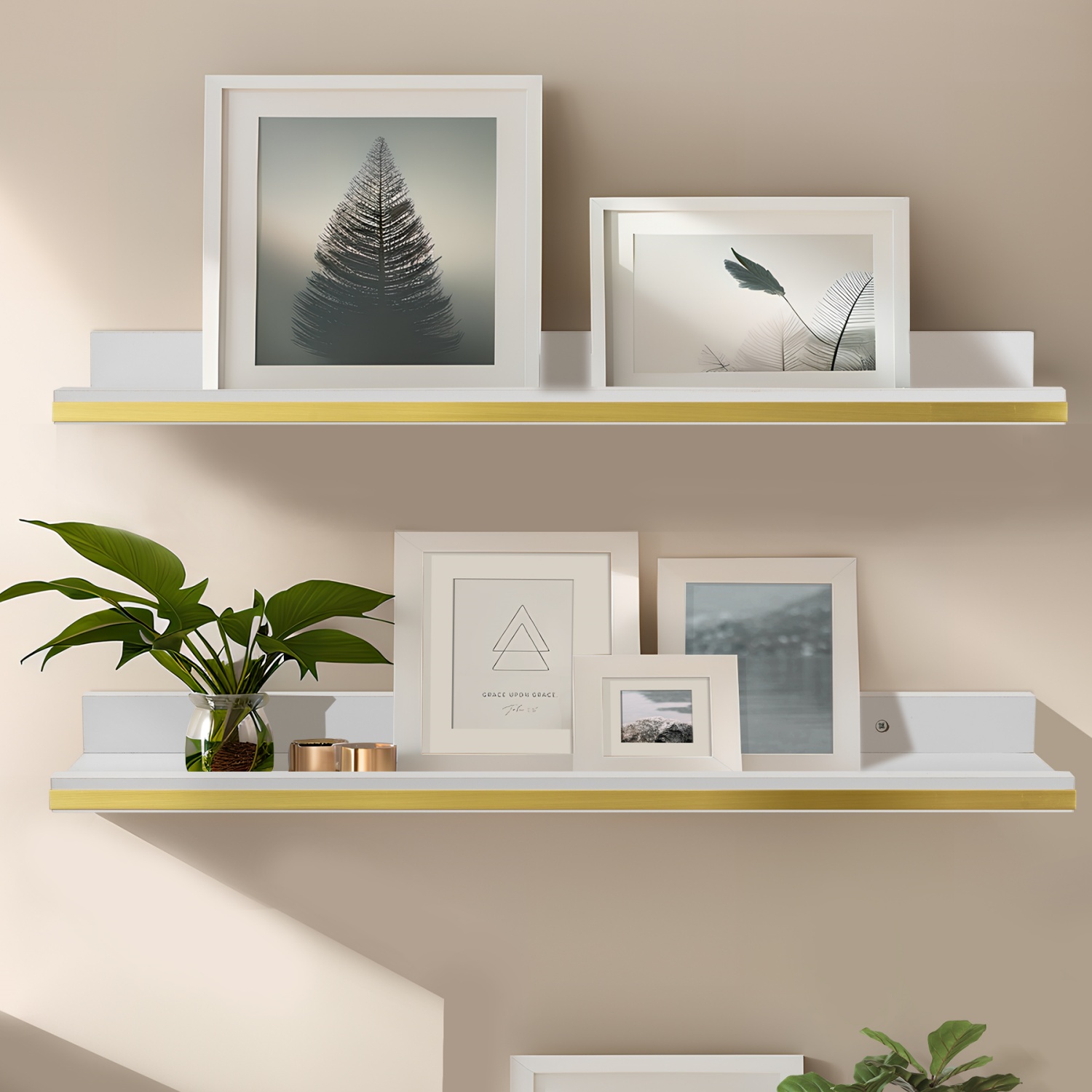 Sorbus 2 Pack Wood Floating Shelves - Modern and Traditional Decor ...