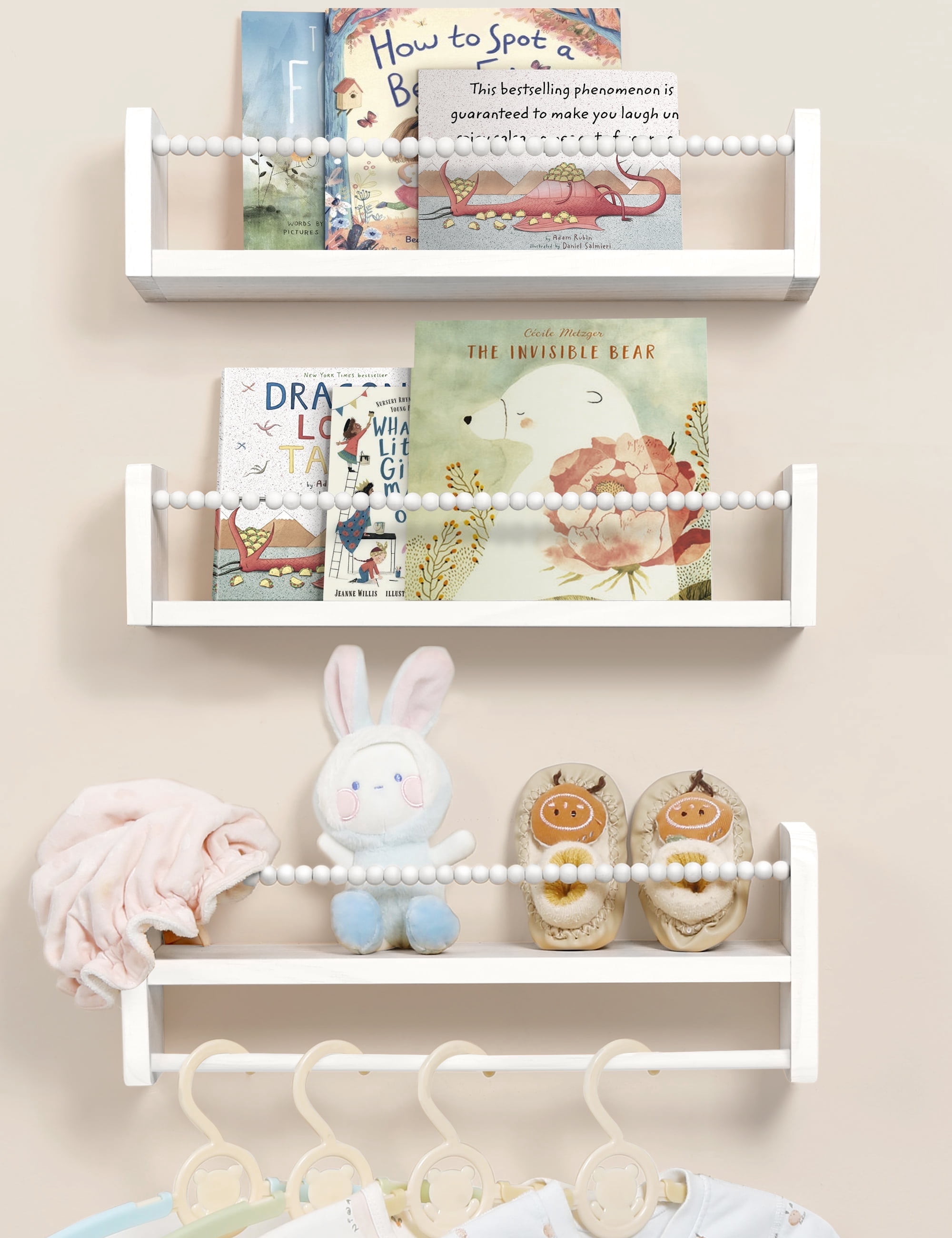SUMGAR, Kids Wall Floating Shelves, 16in, Set of 3 White Wood - Walmart.com