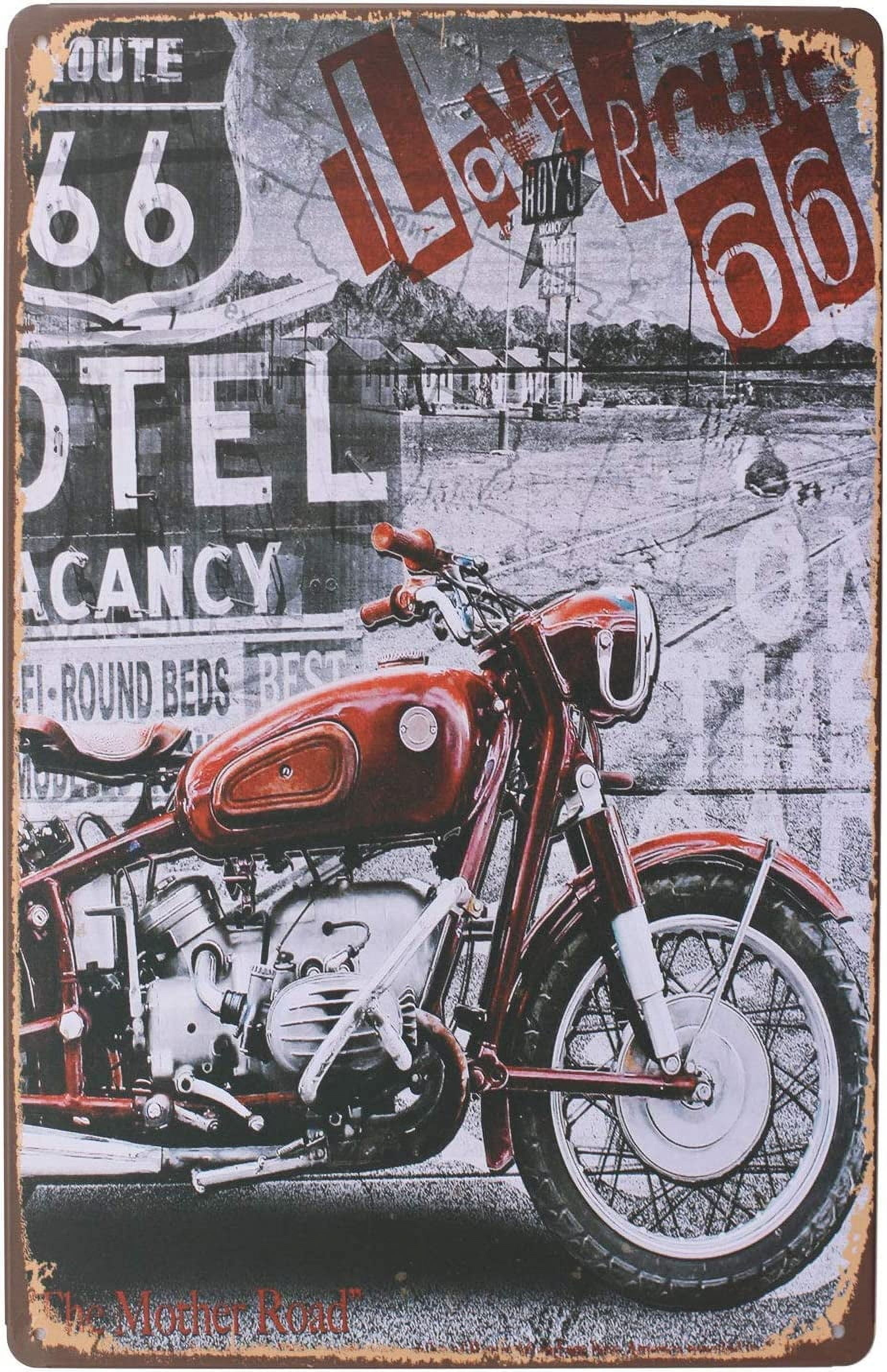 SUMIK Retro Rustic Style Motorcycle Love Route 66 Metal Tin Sign ...