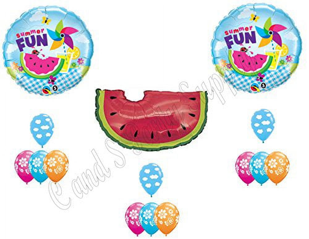 SUMMER FUN WATERMELON PICNIC Birthday Balloons Decoration Supplies ...