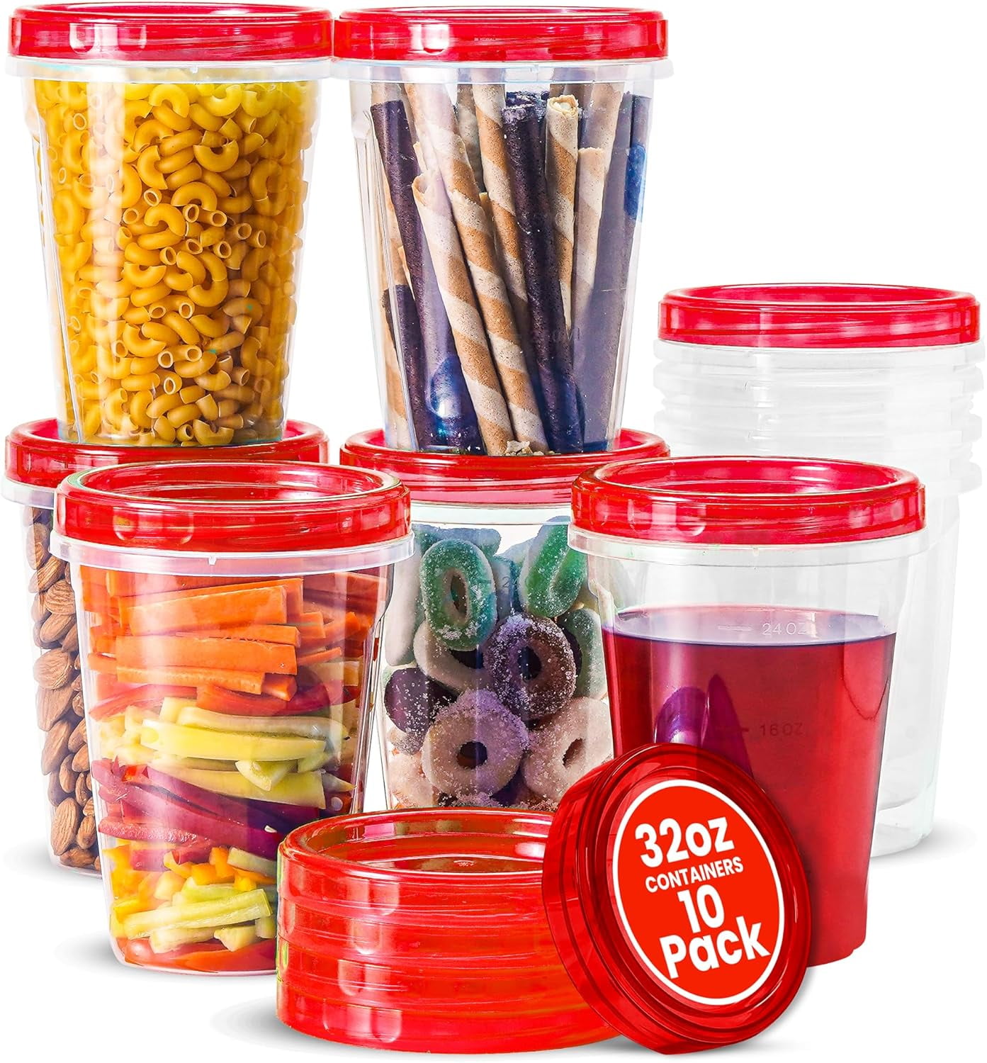 SUMMIT 10 PCS Freezer Storage Containers-[10*32 OZ] Plastic Food ...