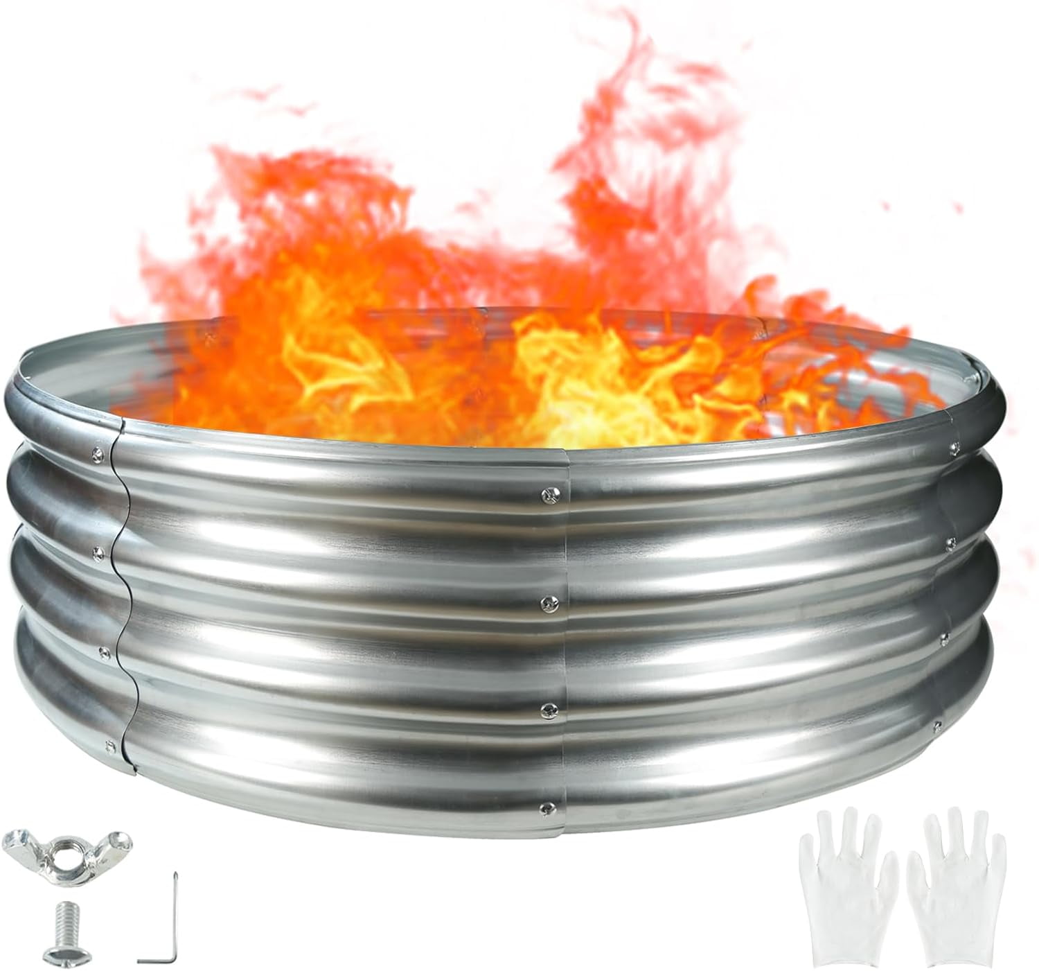 SUMMIT 3FT Diameter Camp Fire Ring Pit, Large Round Galvanized Steel ...