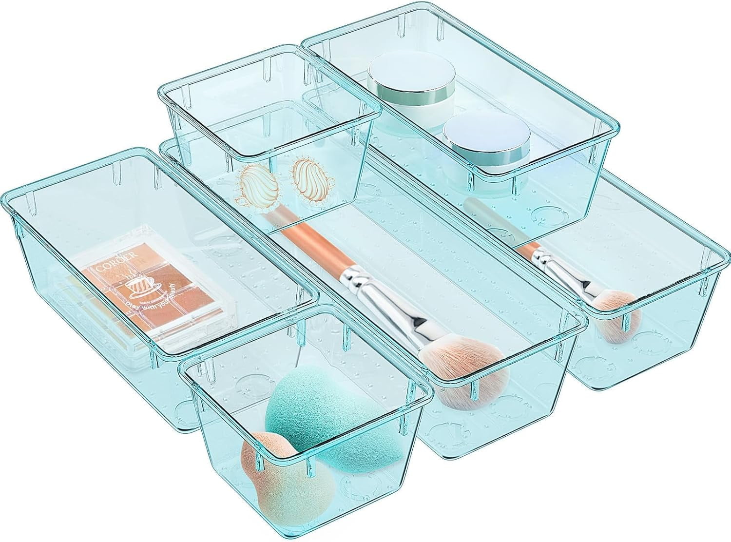 SUMMIT 6 Pack Clear Drawer Organizer Set, Acrylic Drawer Storage Trays ...