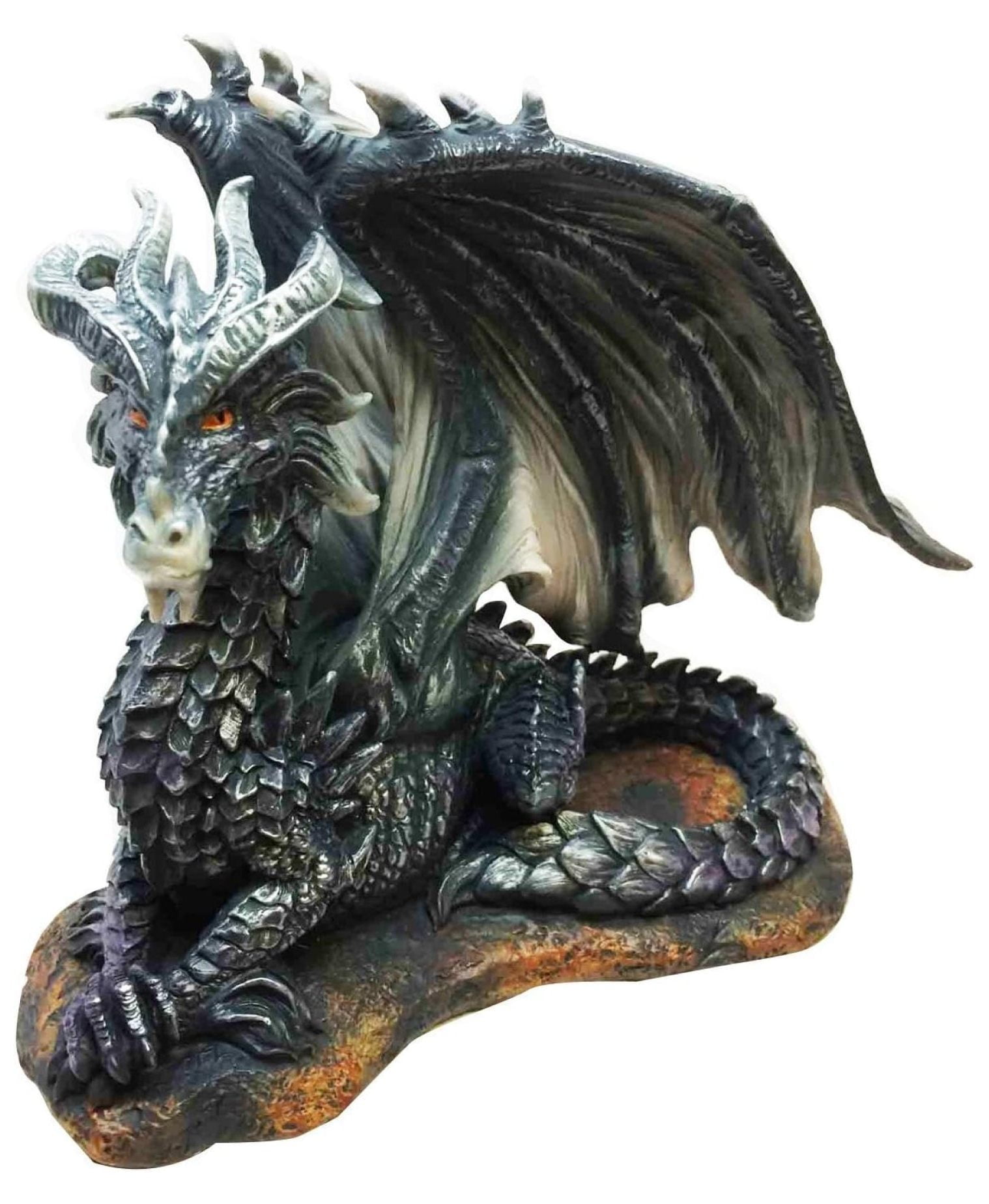 SUMMIT BY WHITE DARK WISE DRAGON IN MEDITATON STATUE SCULPTURE LAND OF ...