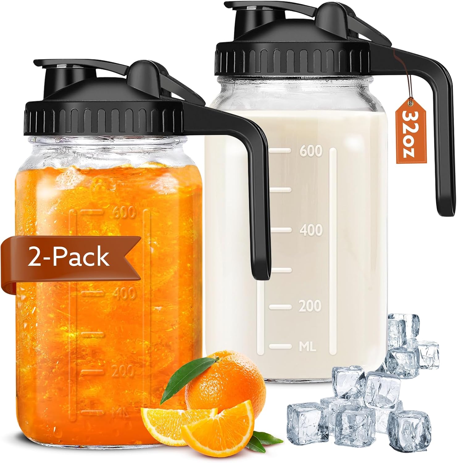 SUMMIT Breast Milk Pitcher, 32 OZ Mason Jar Pitcher with Lid Double ...
