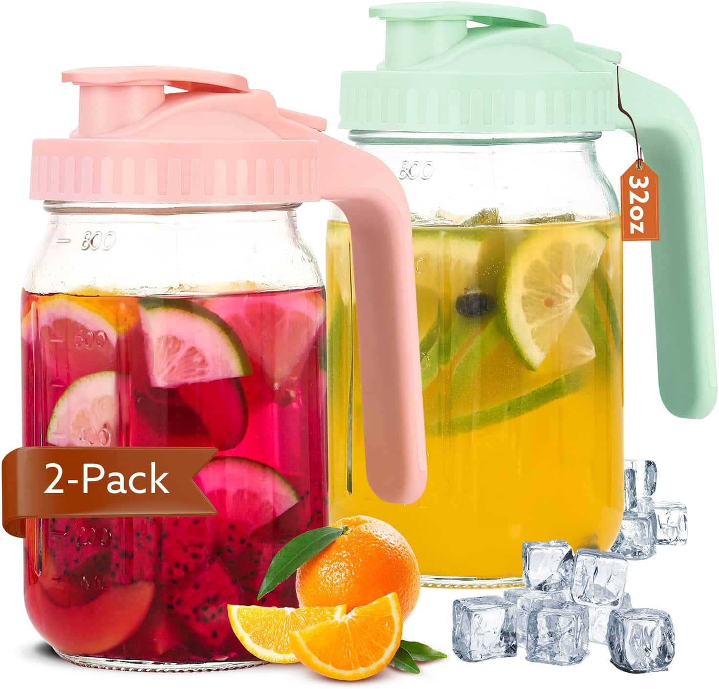 SUMMIT Breast Milk Pitcher, 32 OZ Mason Jar Pitcher with Lid Double ...