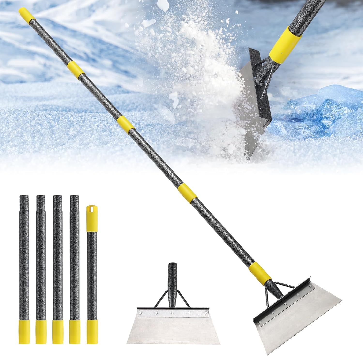 SUMMIT-Garden Flat Shovel - Snow Ice Scraper, 60" Multifunctional ...