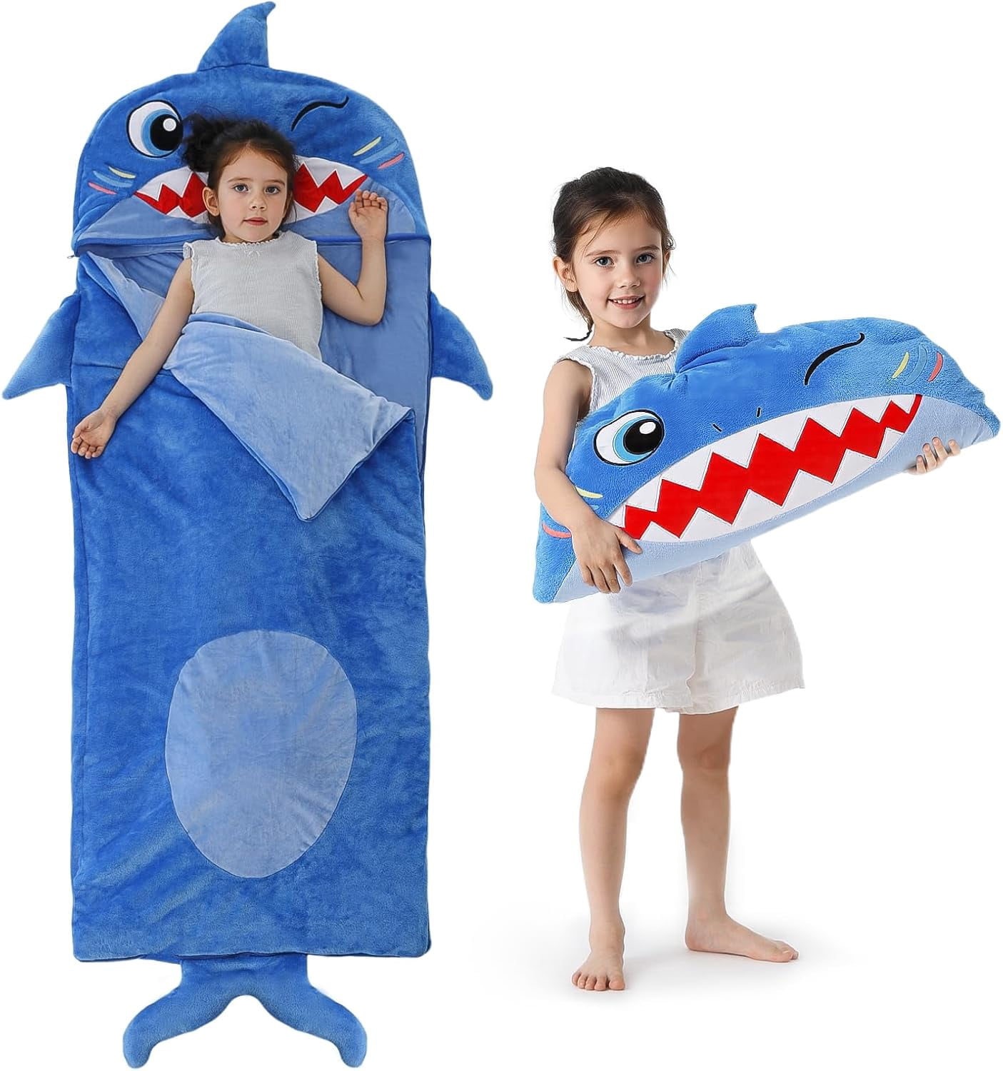 SUMMIT - Kids Sleeping Bag, Plush Toddler Slumber Bag 2-in-1 Pillow ...