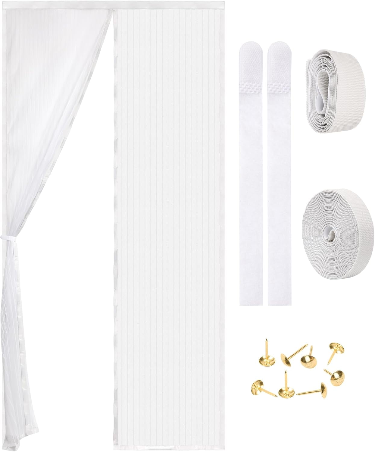 SUMMIT Magnetic Screen Door - Self Sealing, Heavy Duty, Hands Free Mesh ...