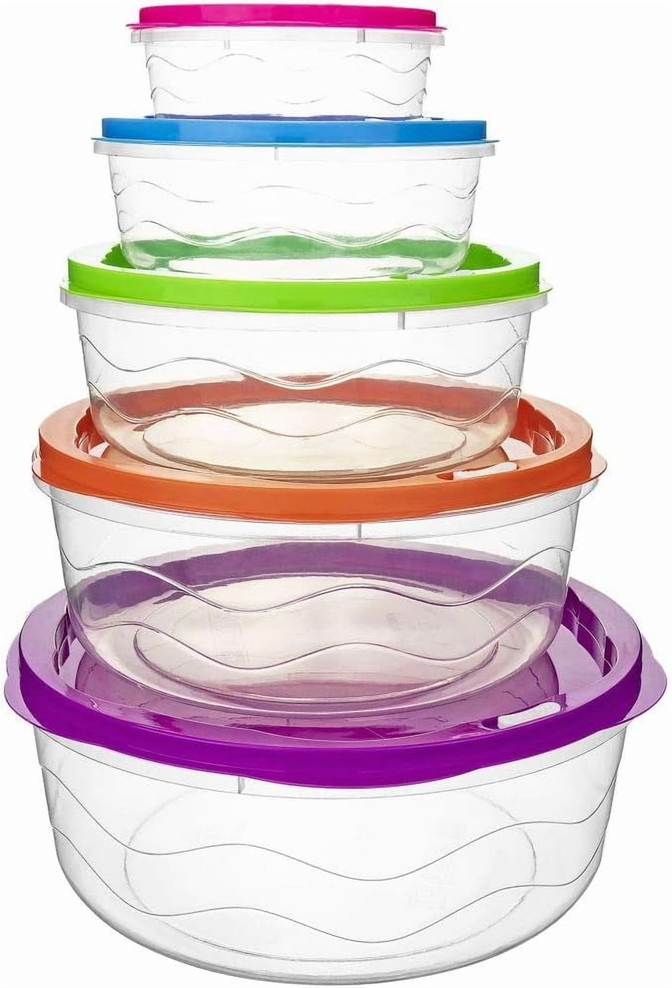 SUMMIT Round Food Storage Containers with Colorful Snap-On Lids – Set ...