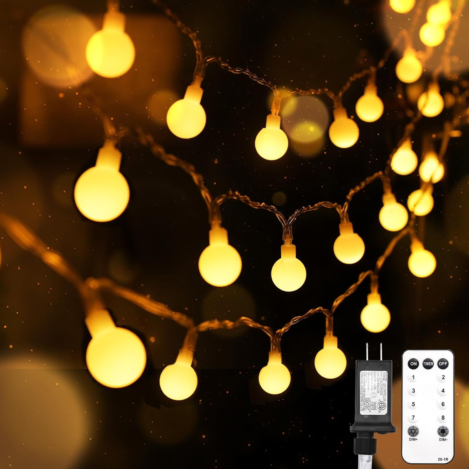 SUMMIT String Lights for Bedroom, 99ft 300 Led Connectable Globe String ...
