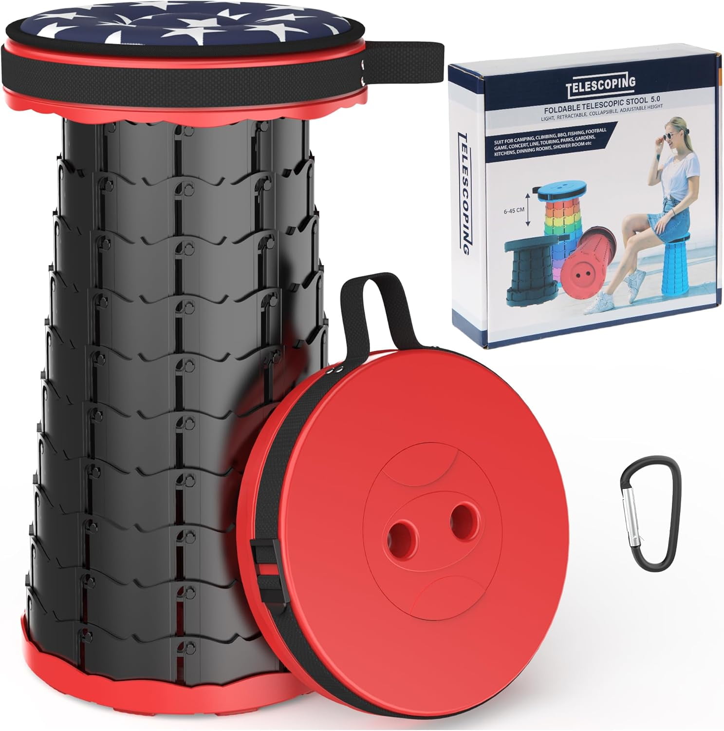 SUMMIT Telescoping Stool with Cushion, Portable Collapsible More Sturdy ...