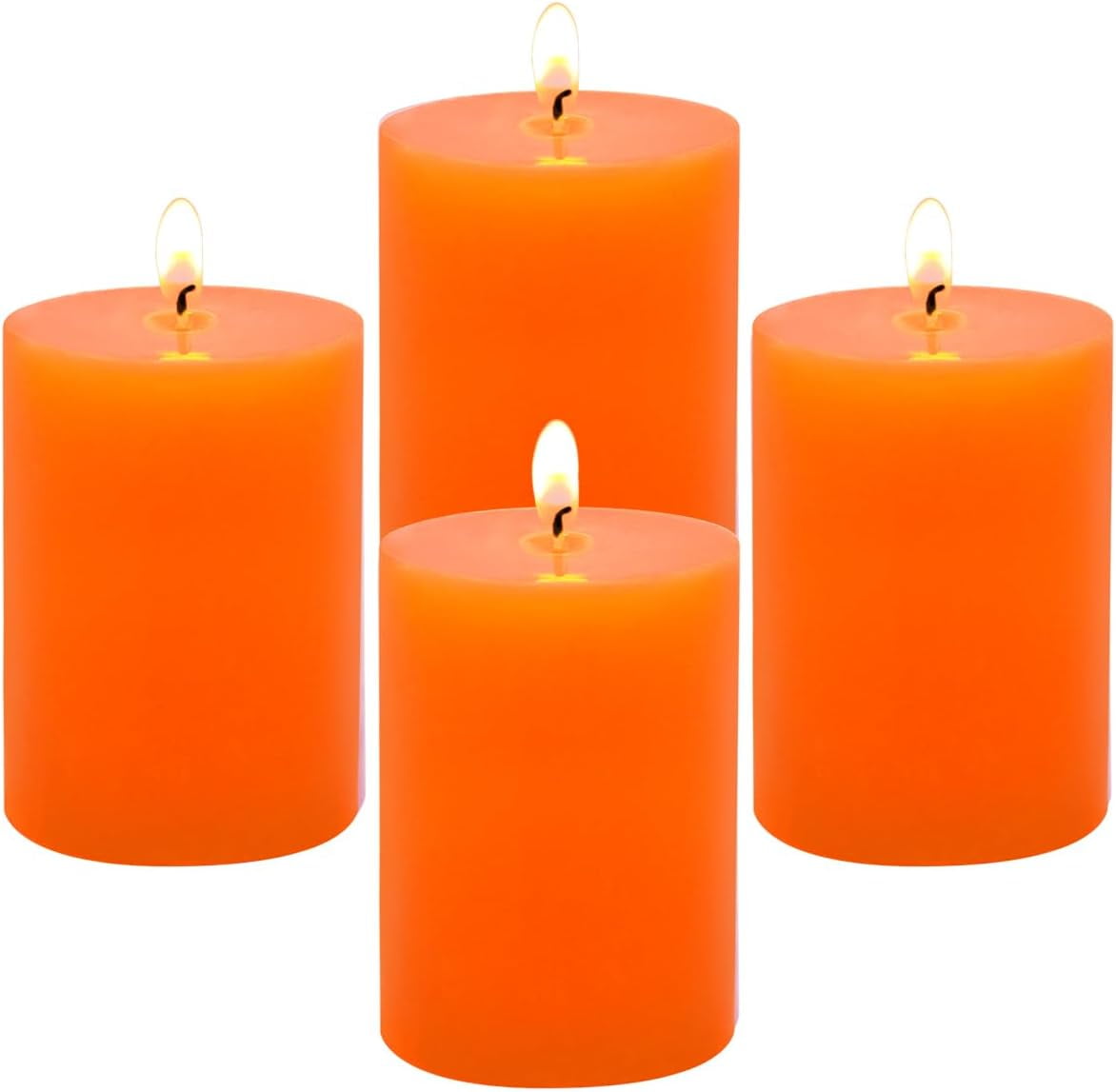 SUMMIT Unscented Orange Pillar Candles, Small 2x3 Inch Dripless Tapered ...