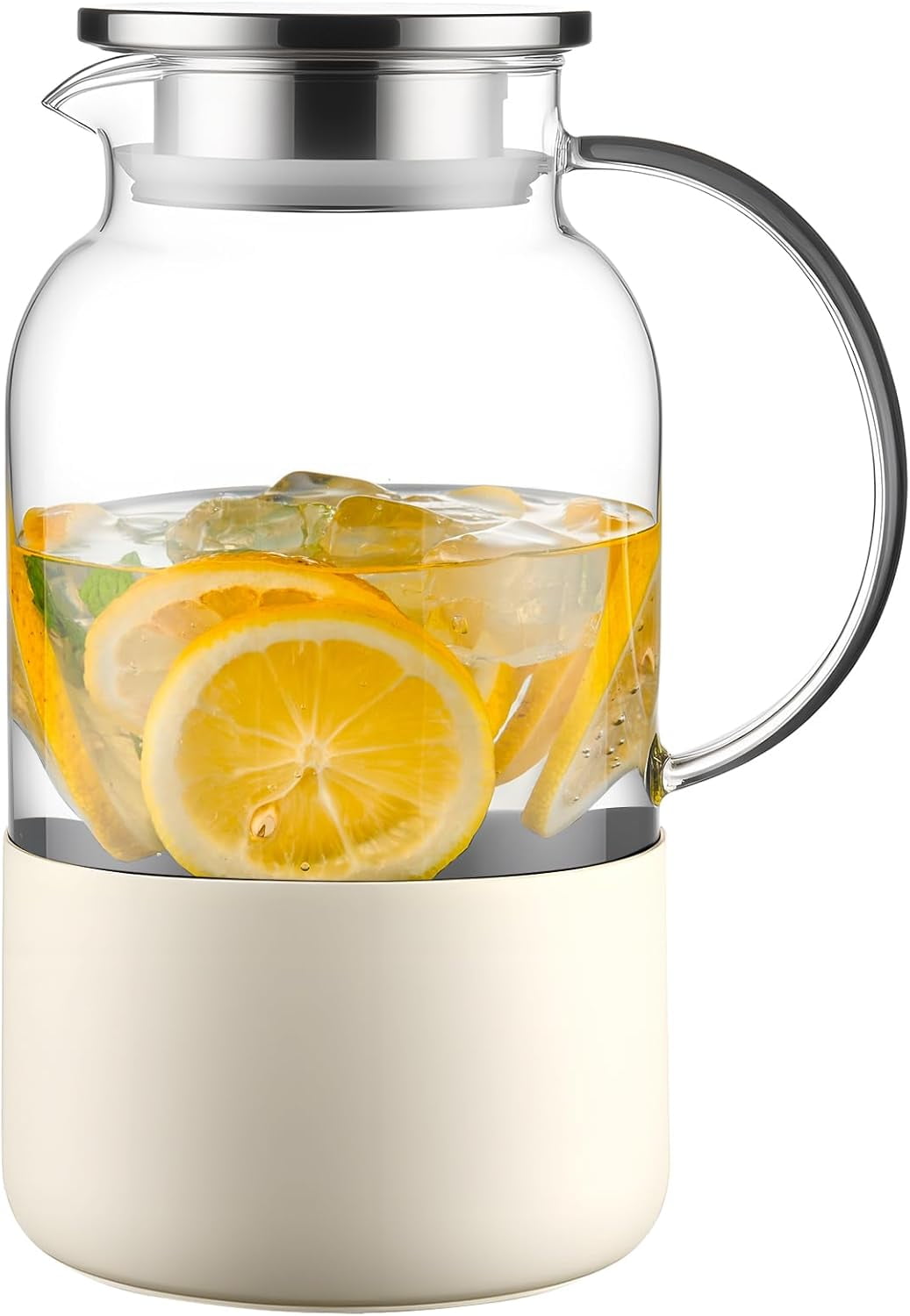 SUMMIT Water Pitcher with Silicone Base 61oz/ 1.8L, Hot& Cold Glass ...