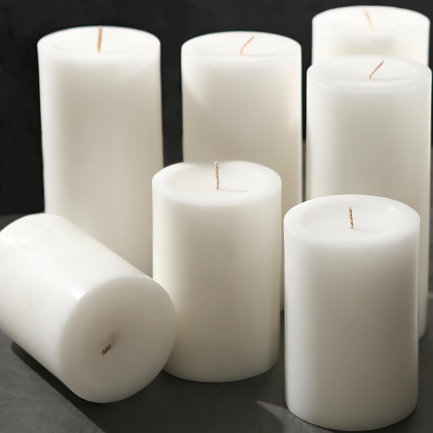 White Pillar Candles, Unscented Pillar Candles Bulk - 50 Hour Long Burn ...