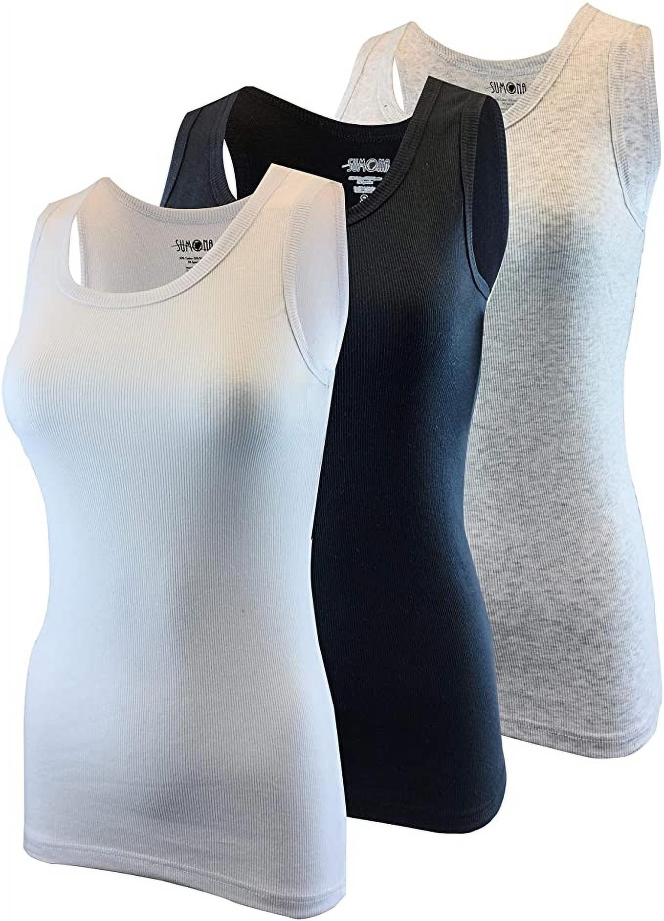 SUMONA Women Tank Tops Ribbed Rib A-Shirts Basic Sleeveless Tanks Top ...
