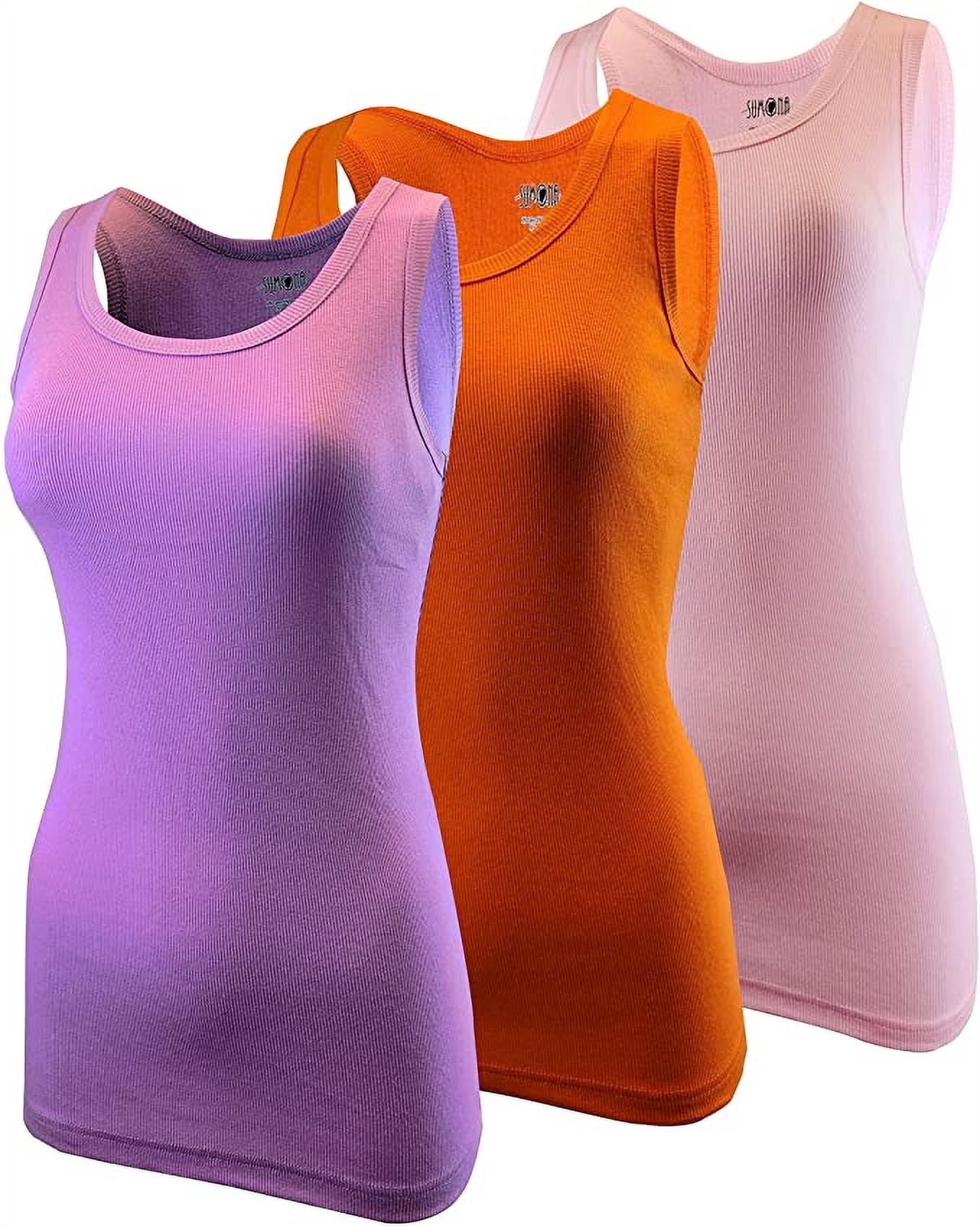 SUMONA Women Tank Tops Ribbed Rib A-Shirts Basic Sleeveless Tanks Top ...