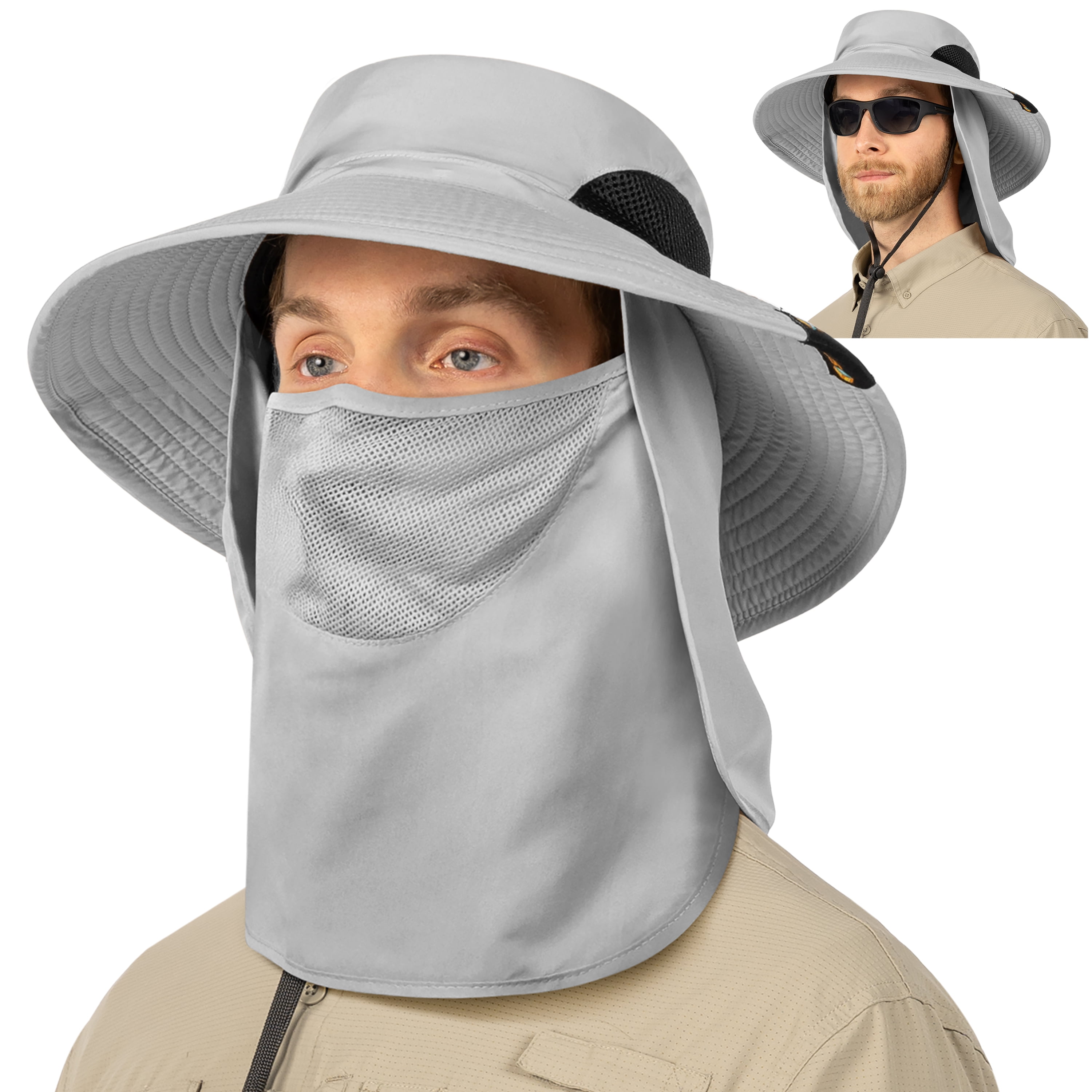 SUN CUBE Fishing Hat for Men Outdoor UV Sun Protection Wide Brim Sun ...