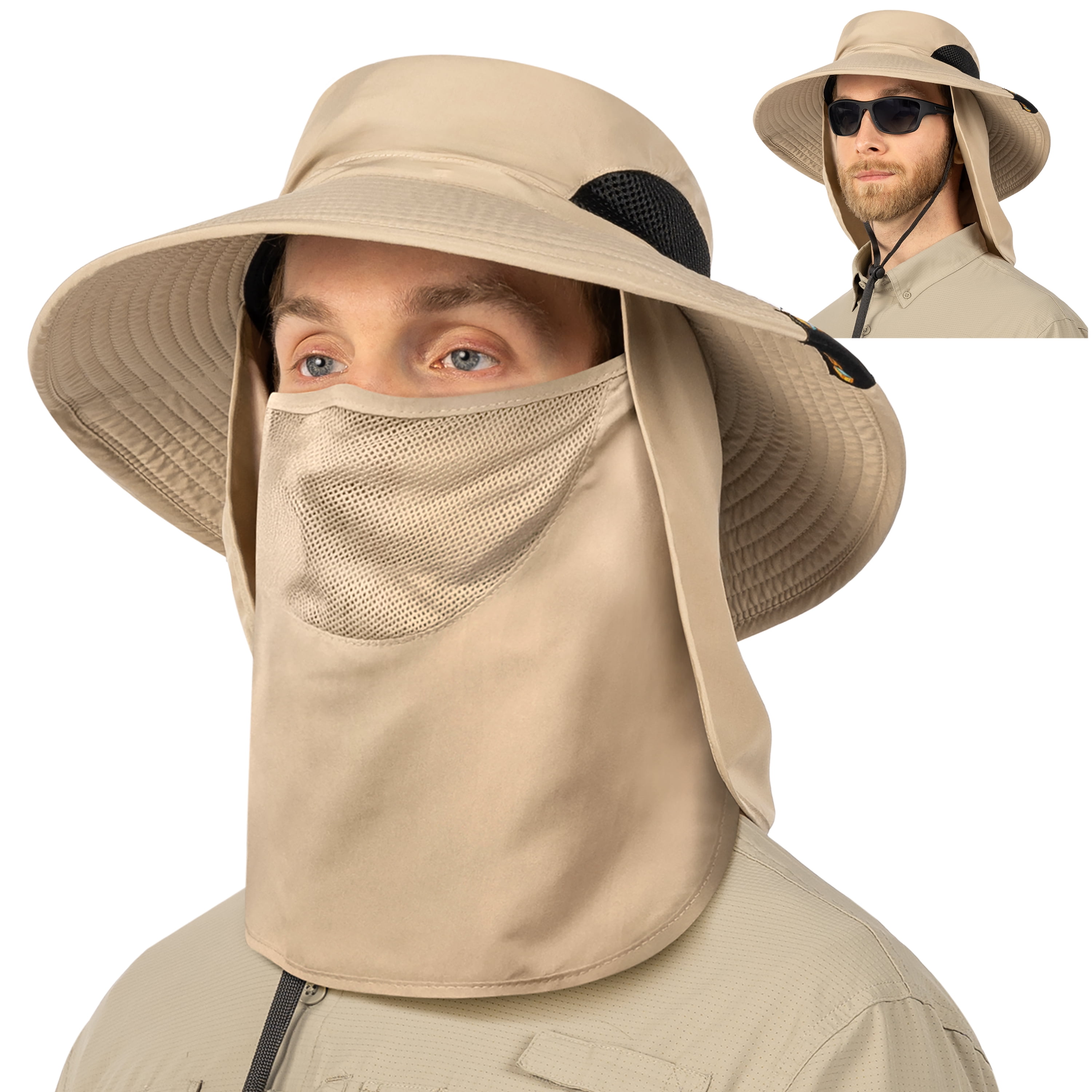 SUN CUBE Fishing Hat for Men Outdoor UV Sun Protection Wide Brim Sun ...