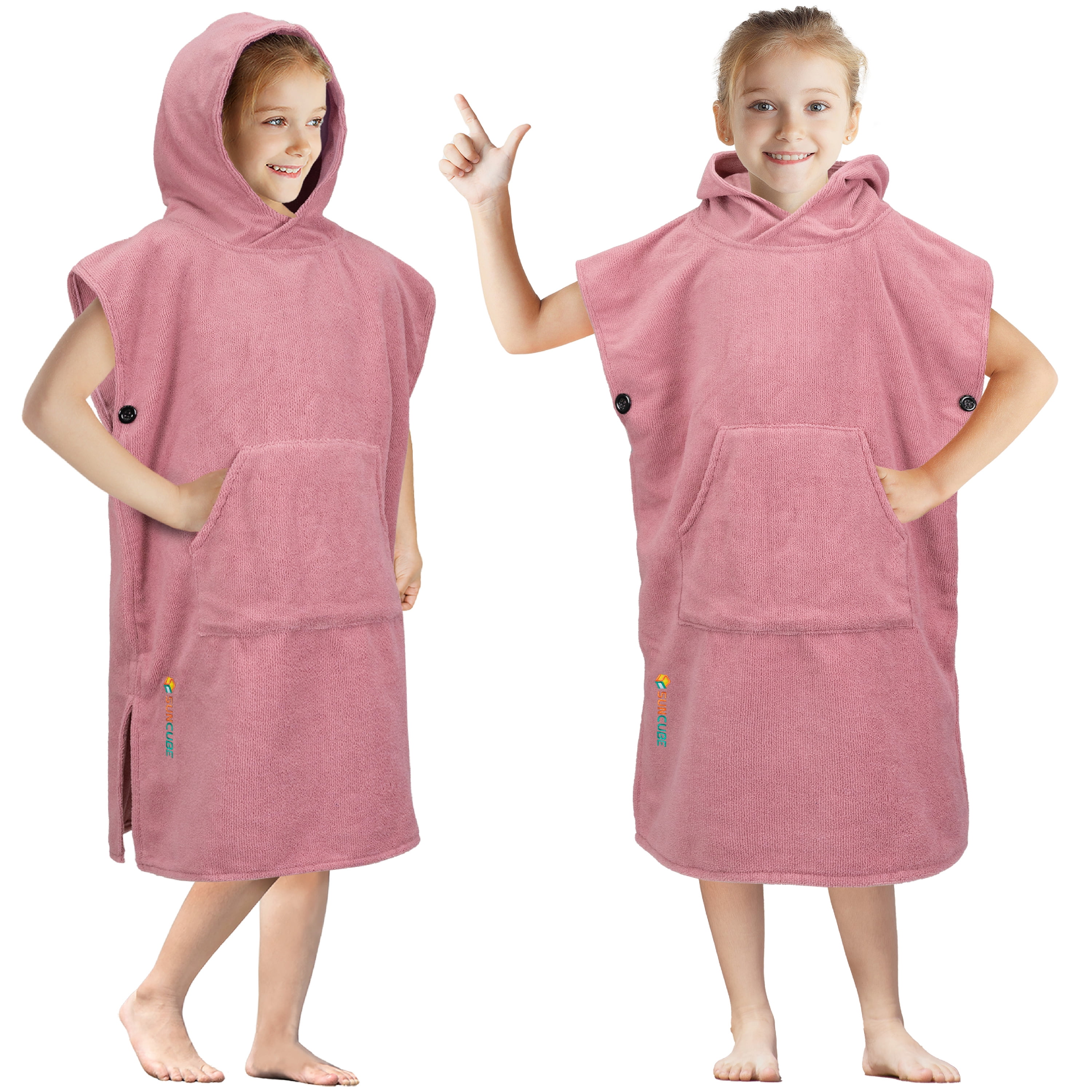 SUN CUBE Kids Changing Robe Surf Poncho, Kids Beach Towels, Hooded ...