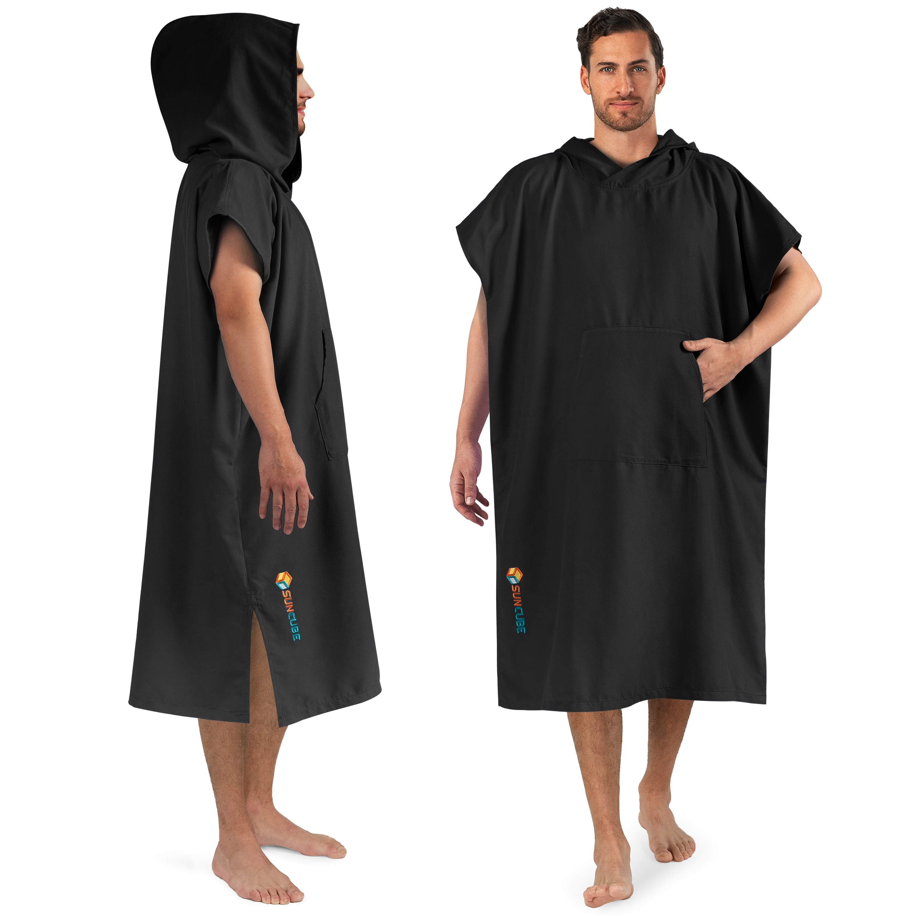SUN CUBE Surf Poncho Changing Robe with Hood, Quick Dry Microfiber ...