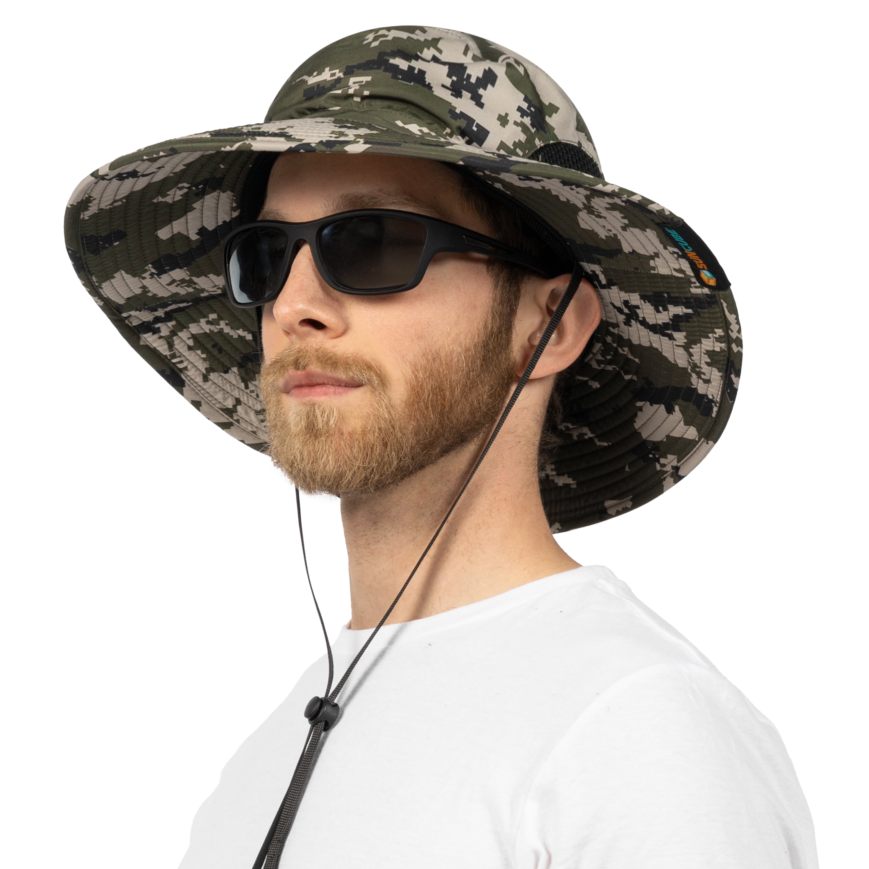 SUN CUBE Wide Brim Sun Hat Men Women, Mens Fishing Hats Sun UV ...