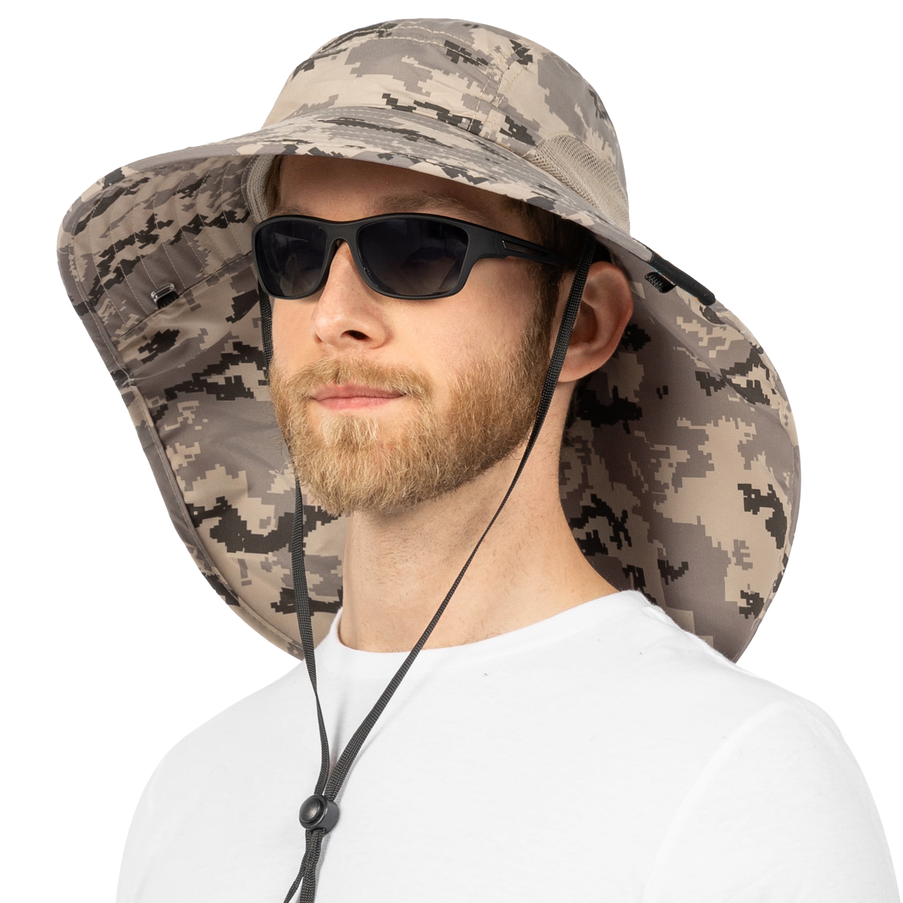 SUN CUBE Wide Brim Sun Hat with Neck Flap, Fishing Hiking for Men Women ...