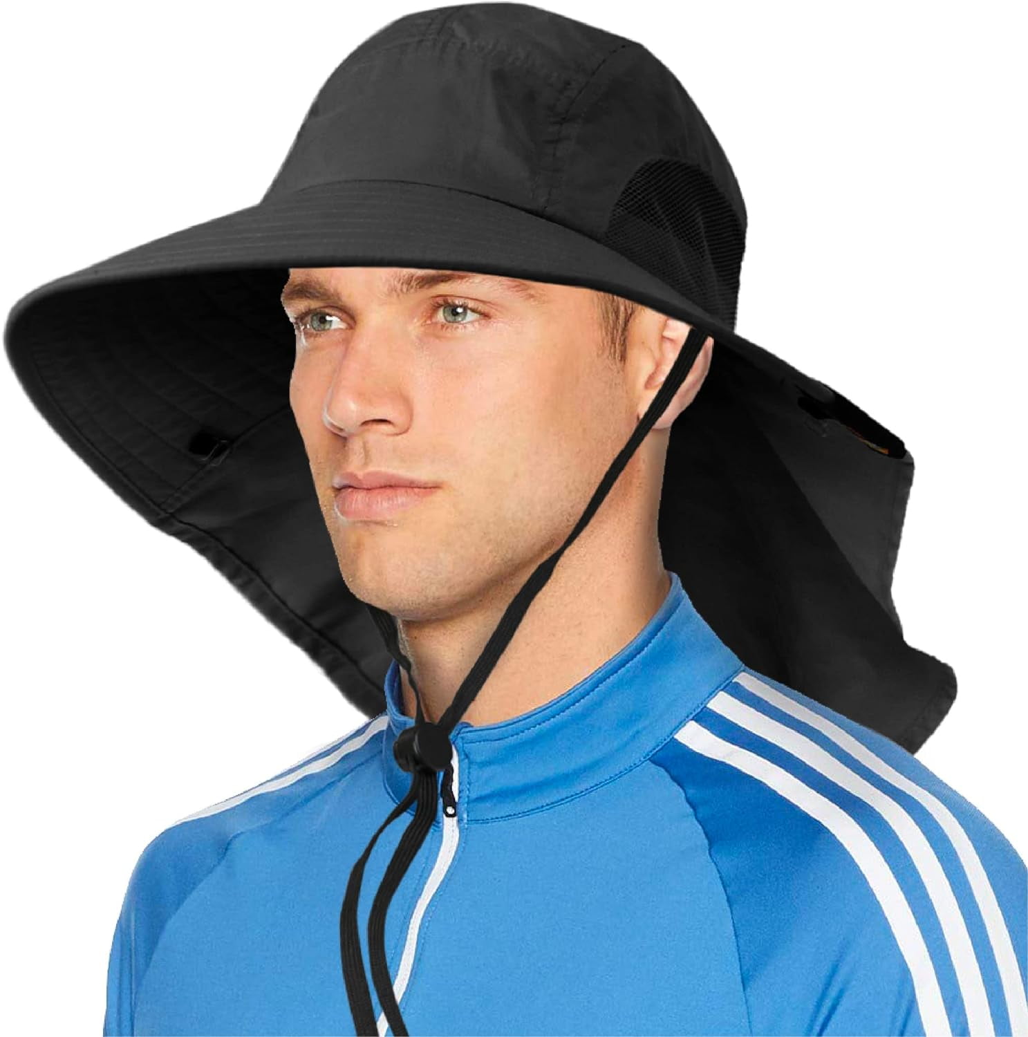 SUN CUBE Wide Brim Sun Hat with Neck Flap, UPF50+ Hiking Safari Fishing ...