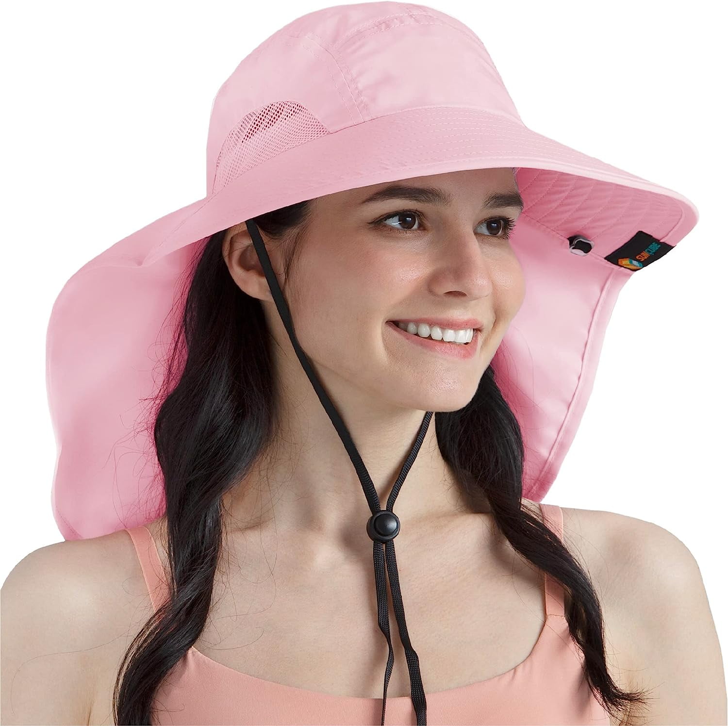 SUN CUBE Wide Brim Sun Hat with Neck Flap, UPF50+ Hiking Safari Fishing ...