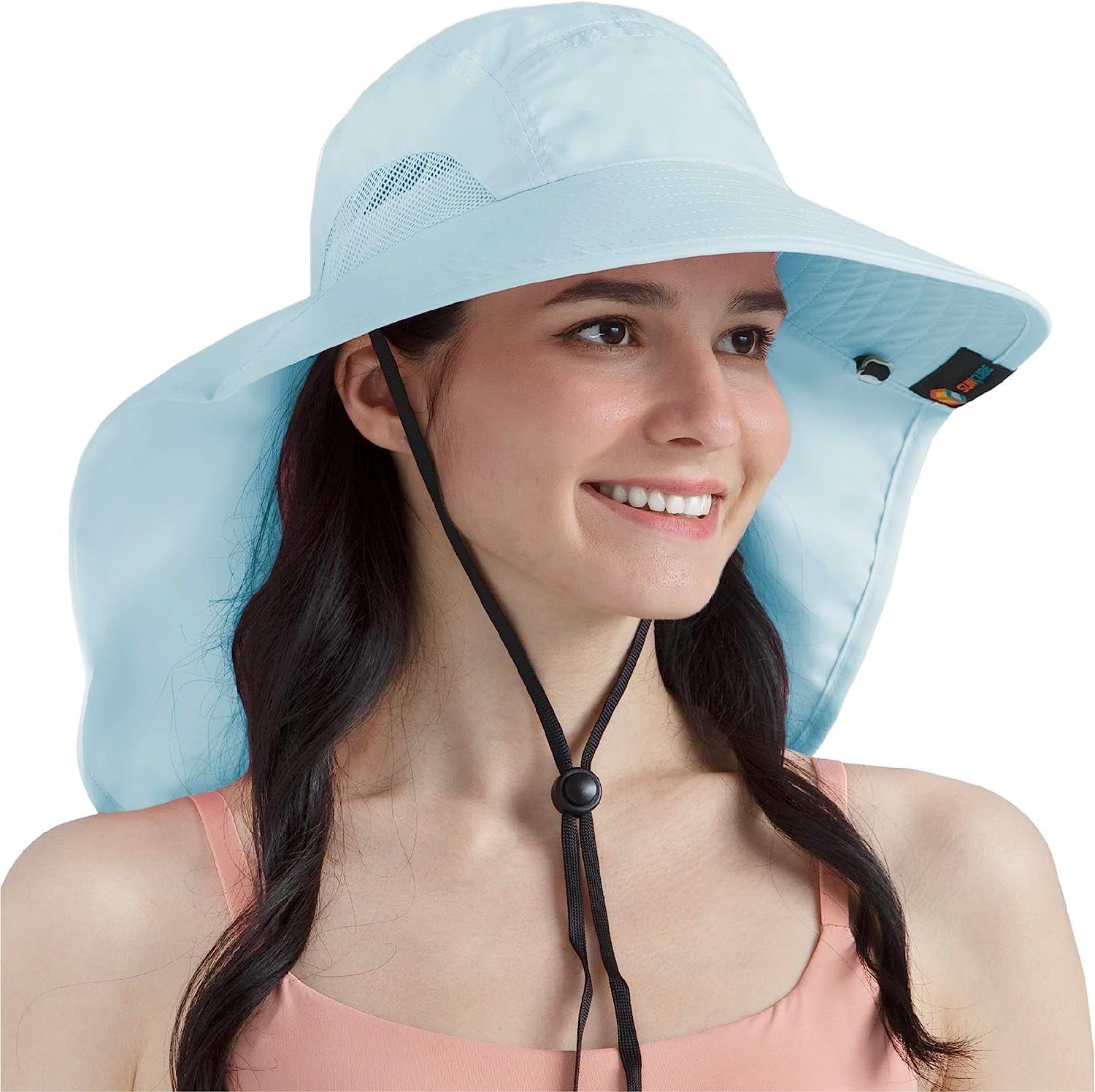 SUN CUBE Wide Brim Sun Hat with Neck Flap, UPF50+ Hiking Safari Fishing ...
