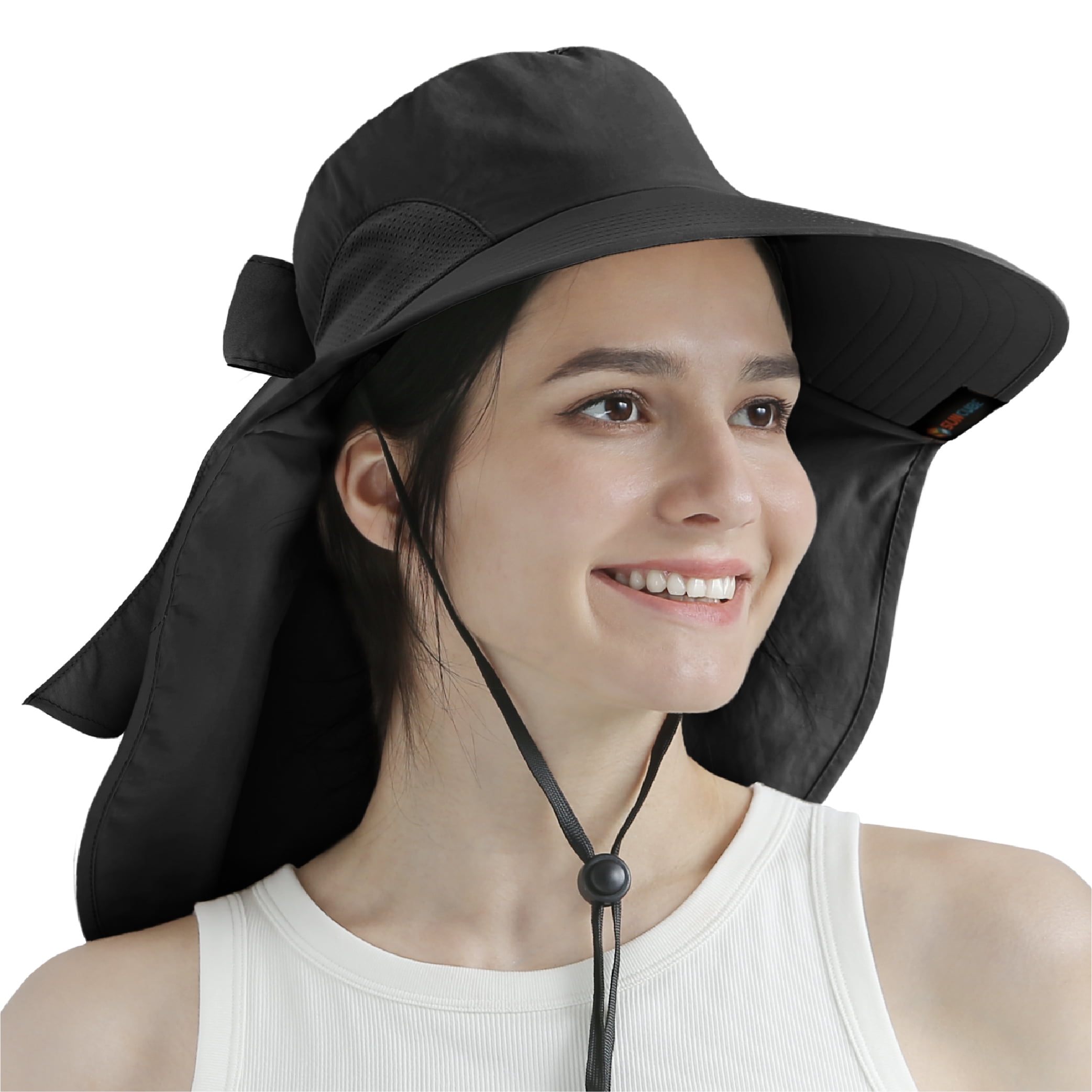 SUN CUBE Women Hiking Hat Fishing Hat | Ponytail Sun Hat with Neck Flap ...