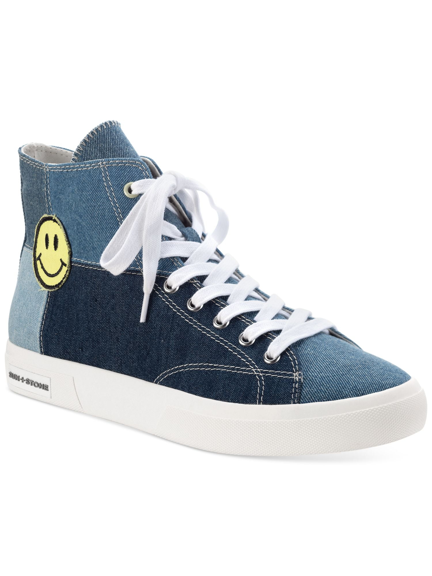 SUN STONE Mens Blue Patchwork Cushioned Mesa Round Toe Platform Lace-Up ...