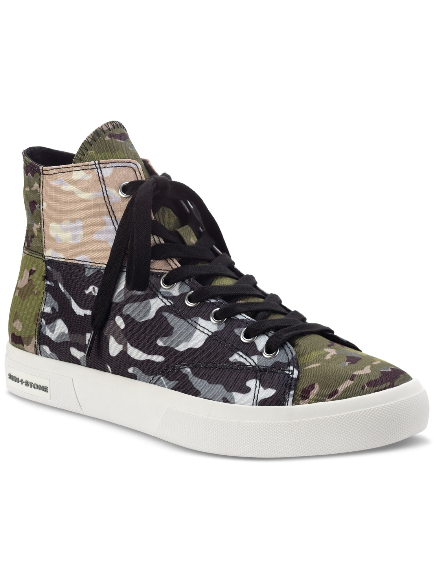 SUN STONE Mens Green Camouflage Colorblock Patchwork Cushioned Mesa ...