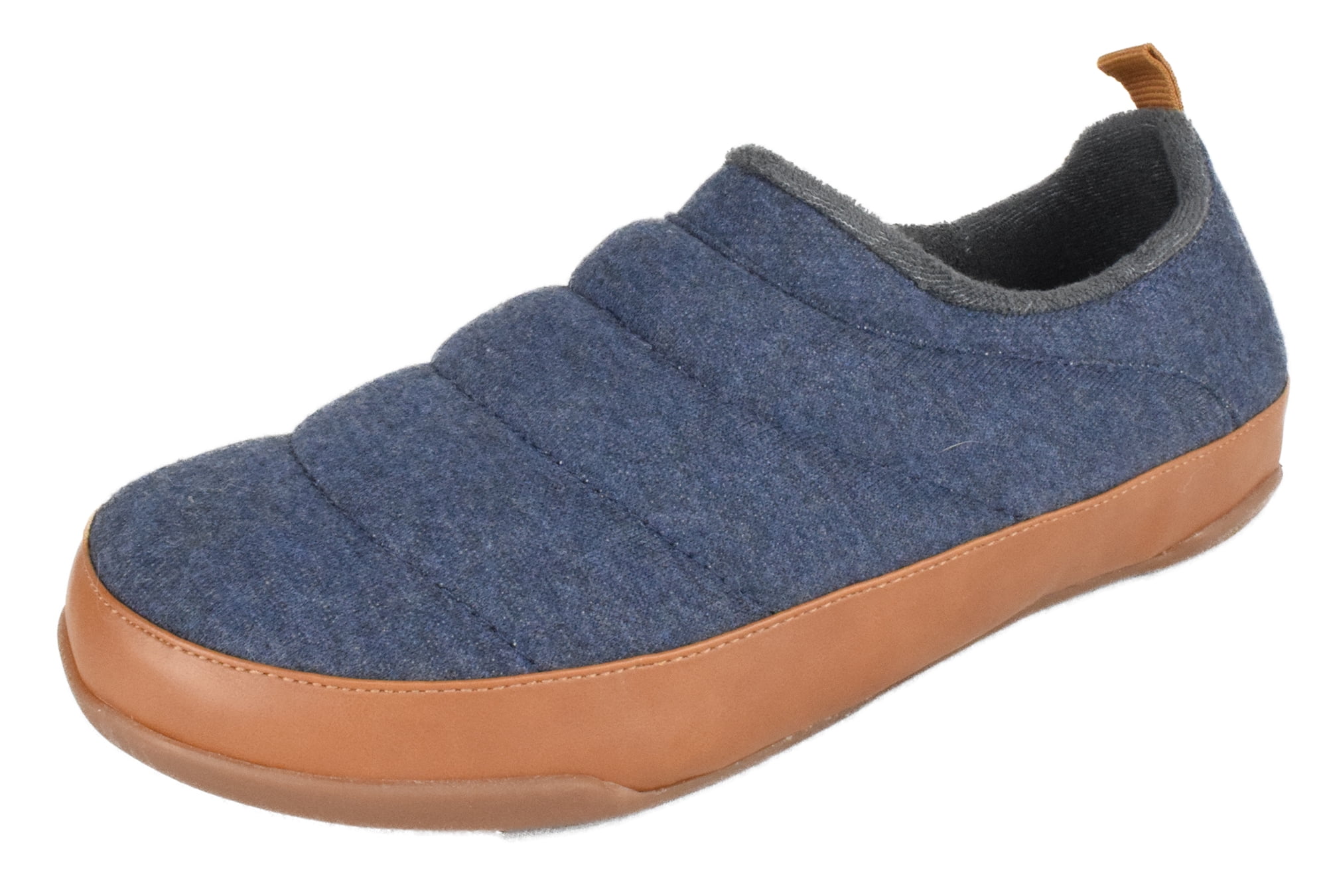 SUN STONE Mens Quilted Round Toe Platform Slip-On Slippers DEREK Blue ...