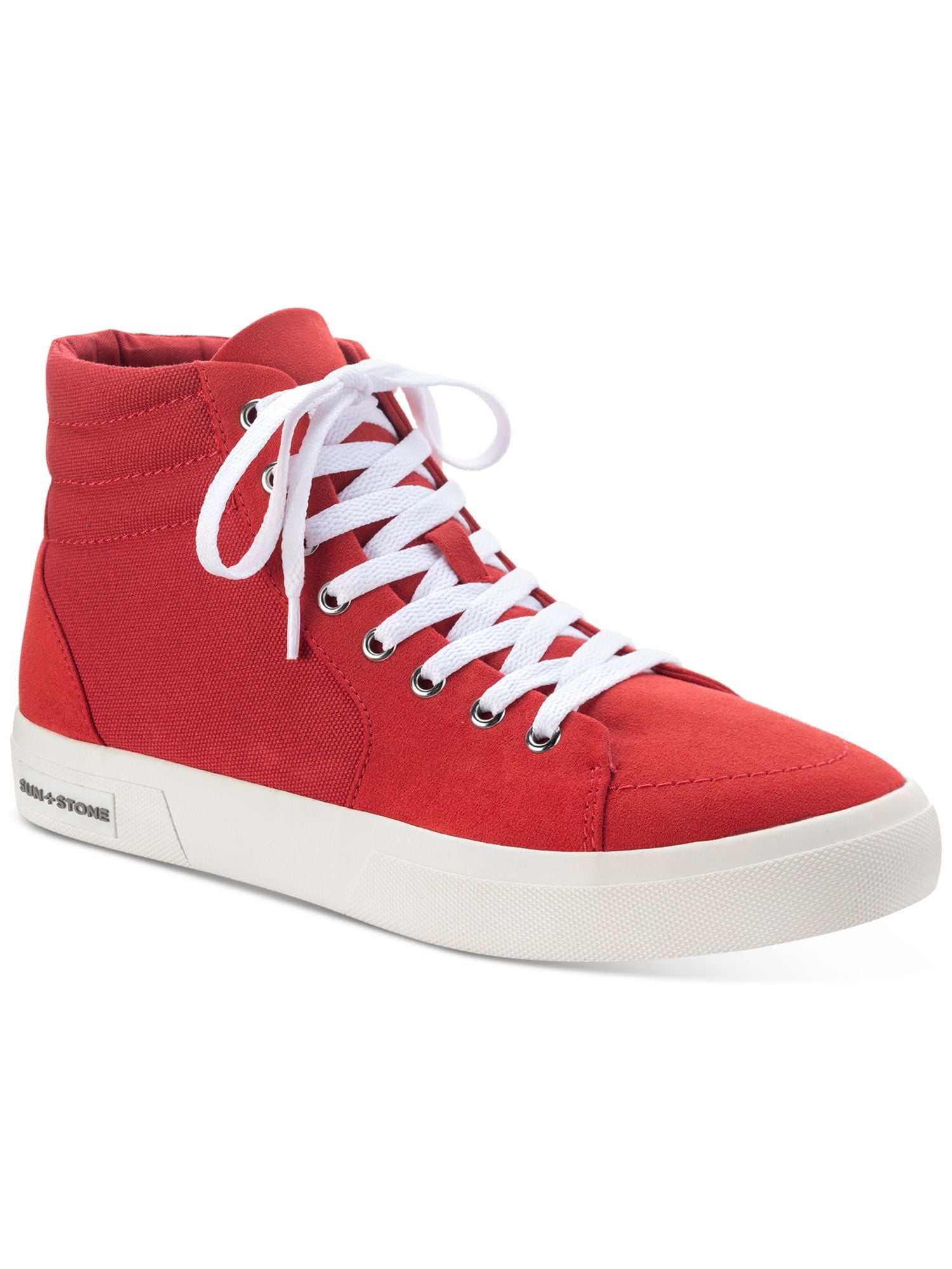 SUN STONE Mens Red Cushioned Jett Round Toe Platform Lace-Up Sneakers ...