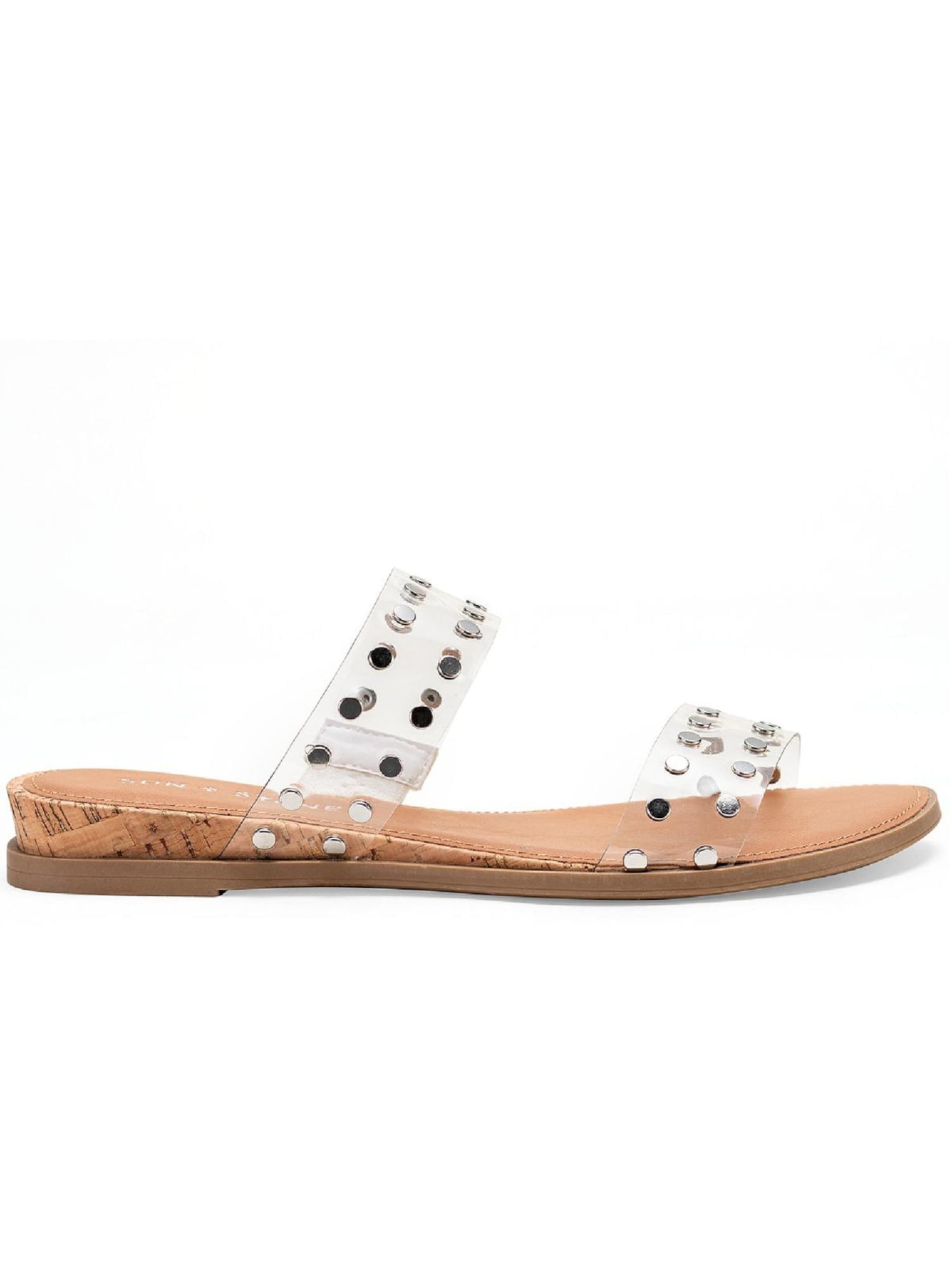 SUN STONE Womens Beige Comfort Translucent Studded Slip Resistant ...