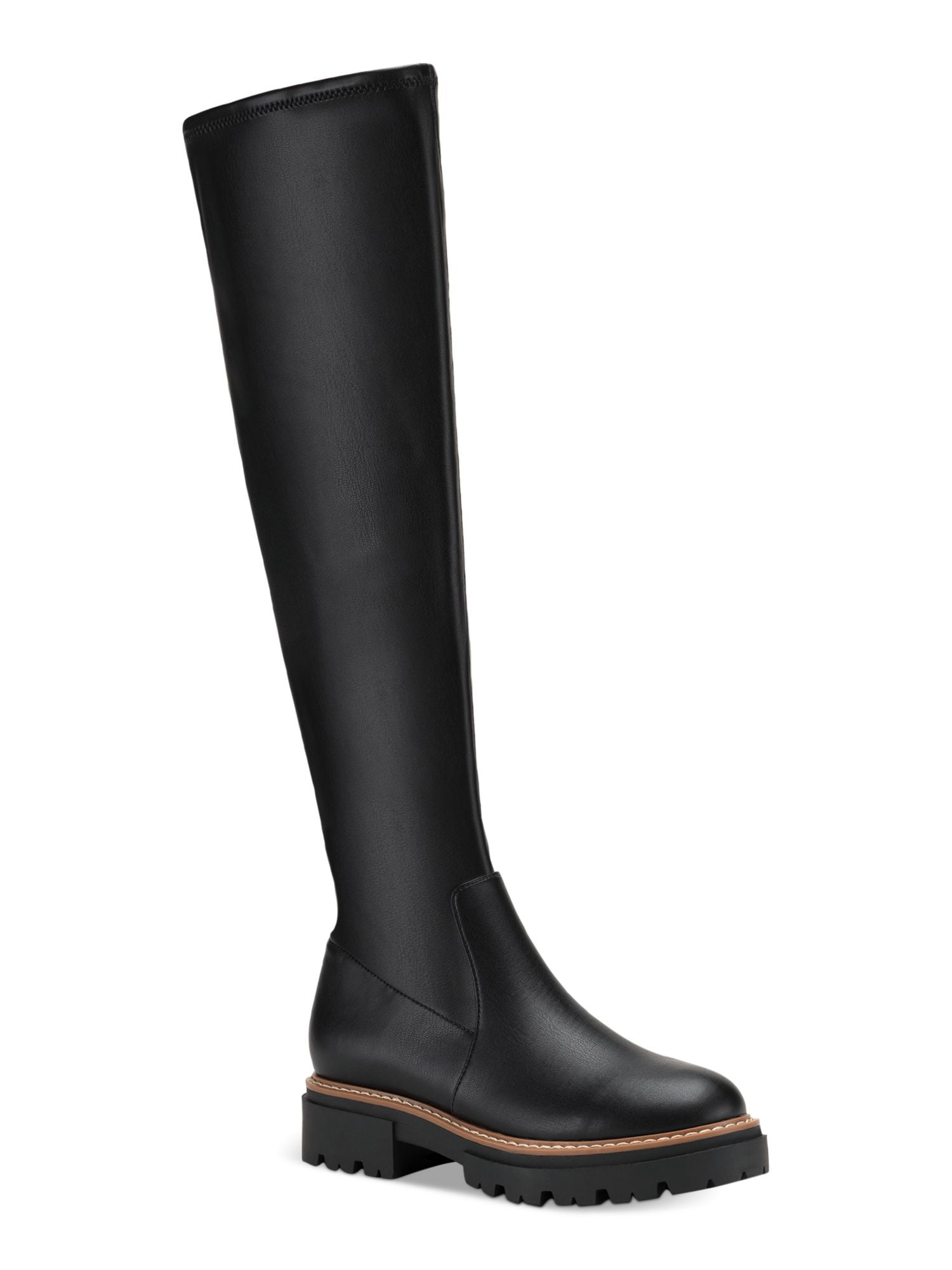 SUN STONE Womens Black Comfort Jacksonn Round Toe Block Heel Zip-Up ...
