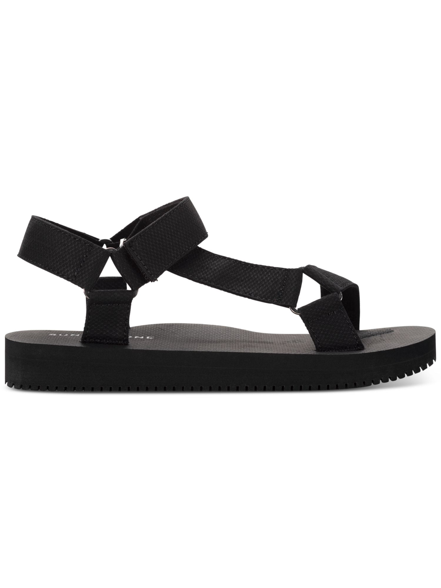 SUN STONE Womens Black Cushioned Asymmetrical Tabbyy Round Toe Platform ...