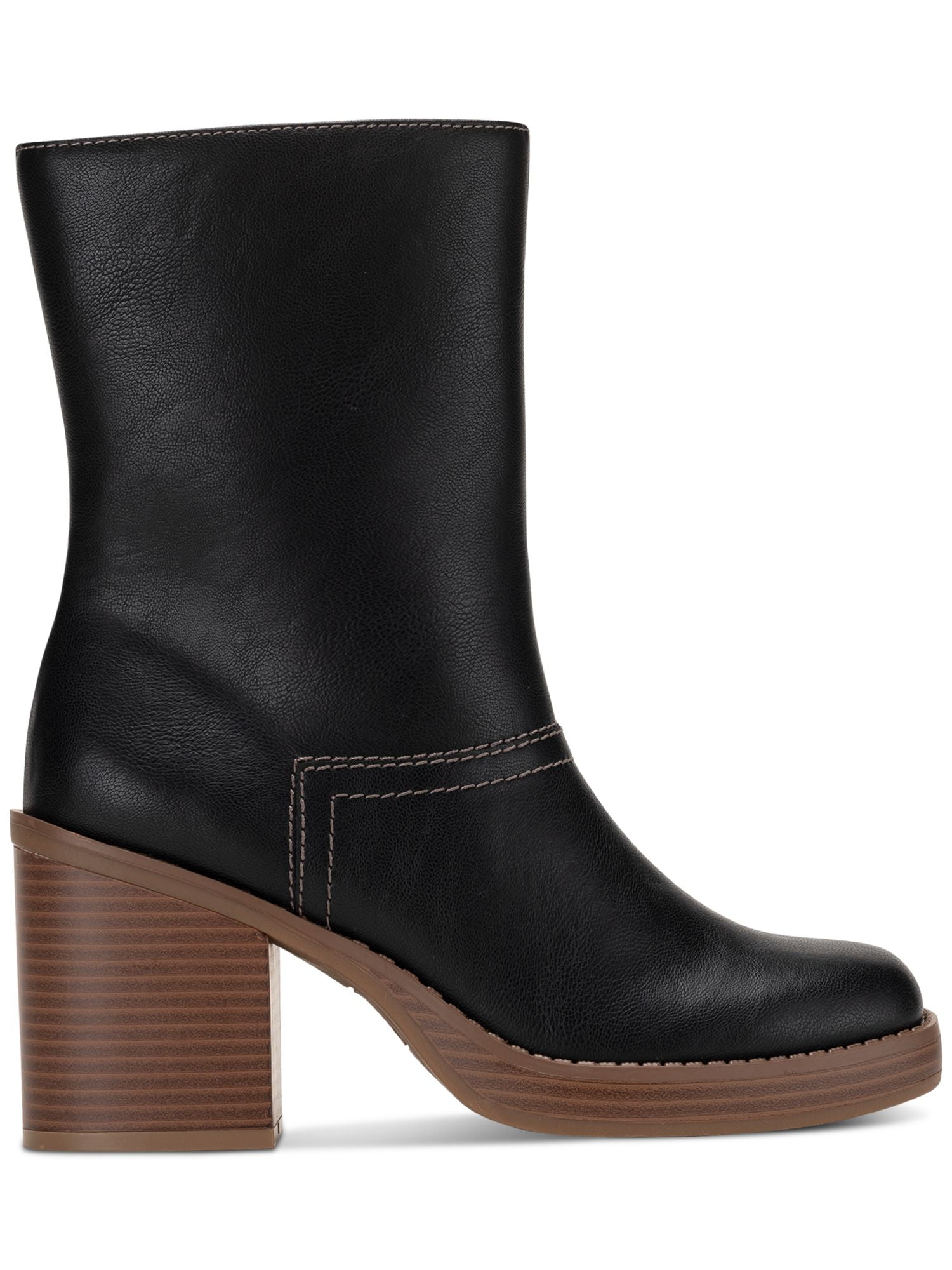 SUN STONE Womens Black Cushioned Goring Denverr Square Toe Block Heel ...