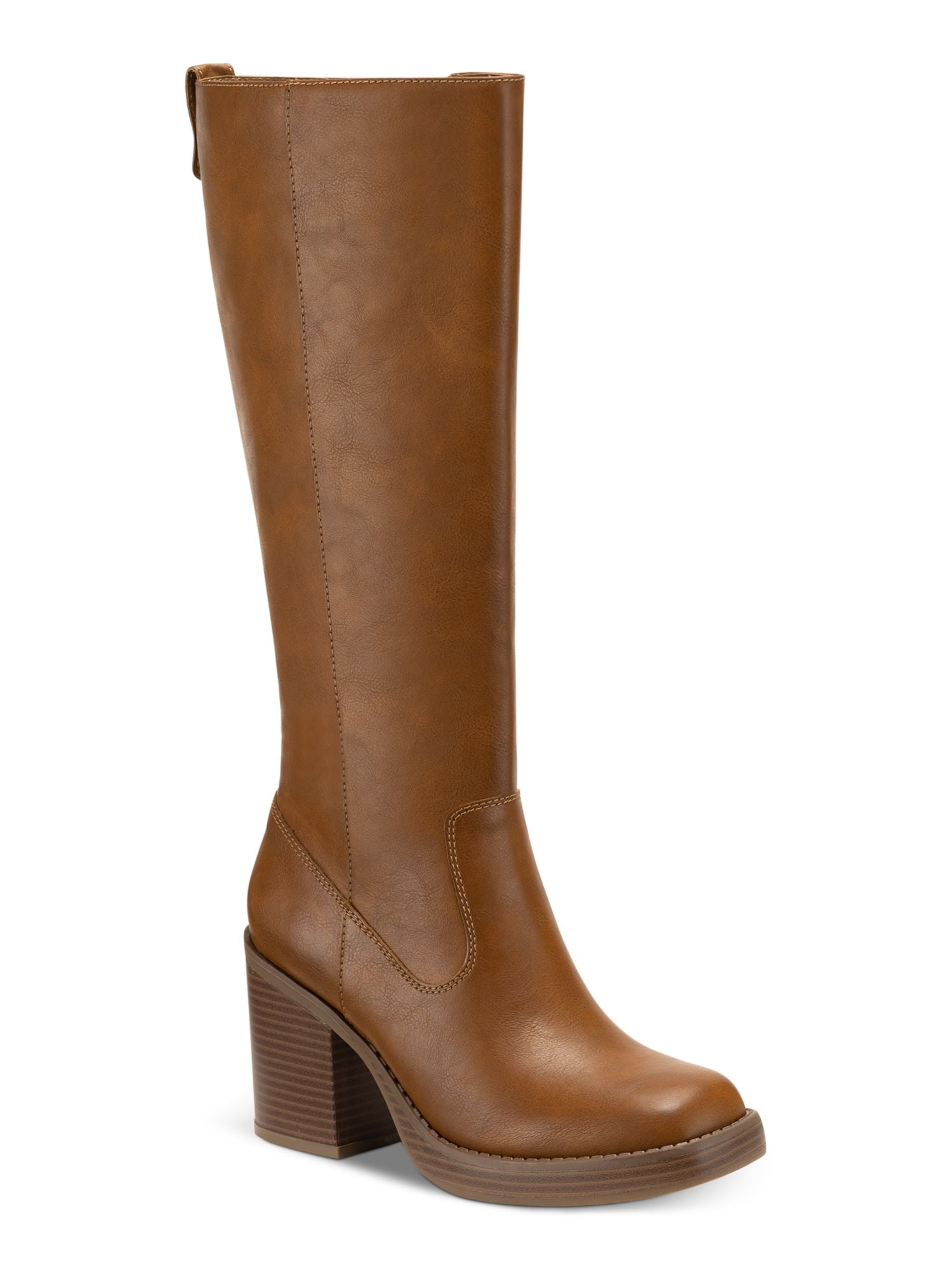 SUN STONE Womens Brown Cushioned Goring Aiimee Round Toe Block Heel Zip ...